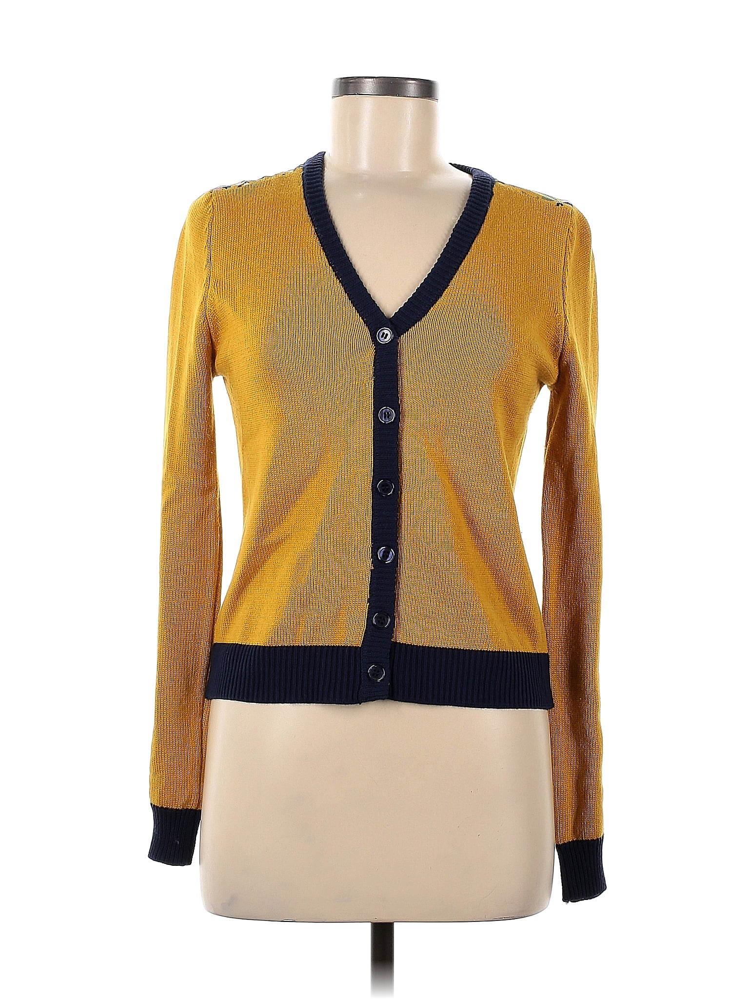 ModCloth Color Block Solid Yellow Cardigan Size M - 50% off | thredUP