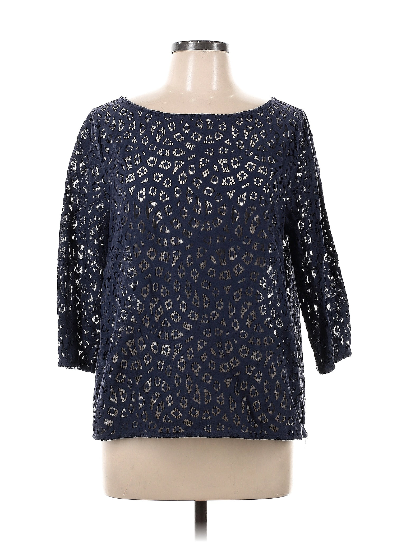Ann Taylor Loft Navy Blue Long Sleeve Blouse Size Xl 73 Off Thredup