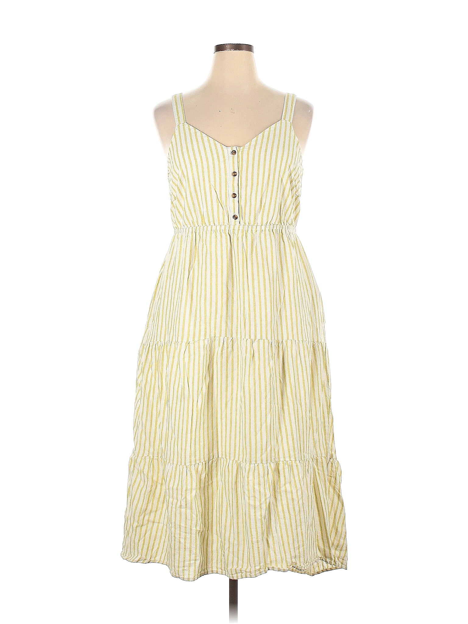 Sonoma Goods For Life Stripes Multi Color Yellow Casual Dress Size Xl