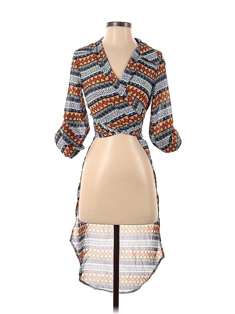Thread Story Stripes Multi Color Orange Long Sleeve Blouse Size S - 44% ...