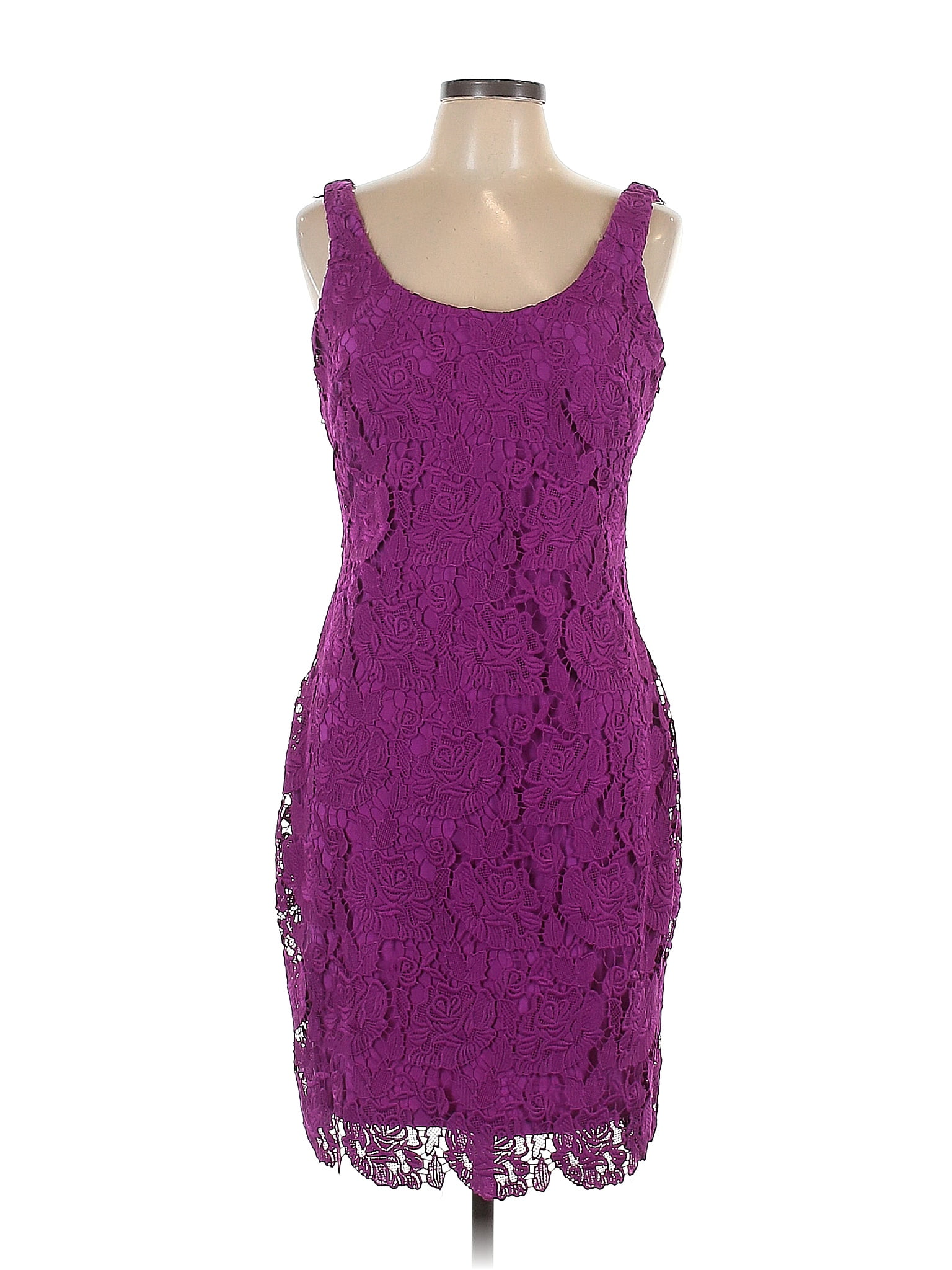 Lauren By Ralph Lauren 100 Polyester Solid Purple Cocktail Dress Size