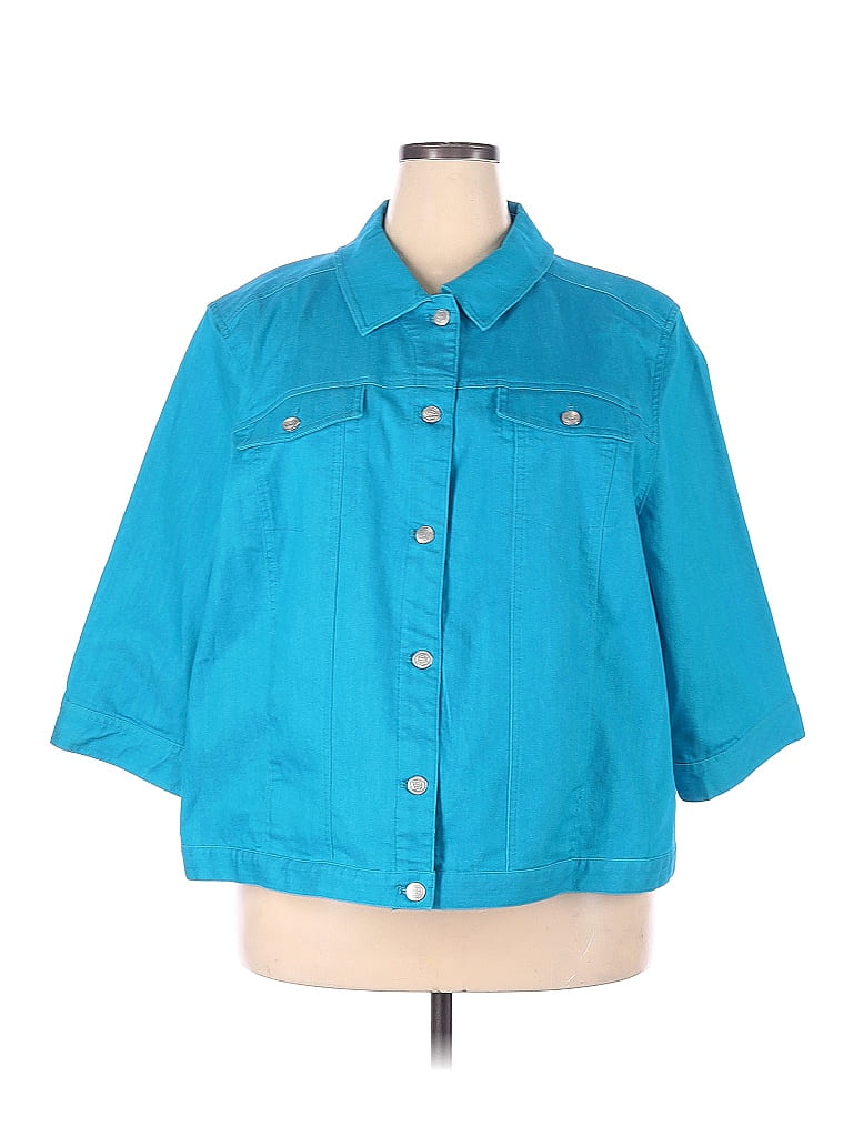 D&Co. Solid Teal Denim Jacket Size 3X (Plus) - 43% off | thredUP