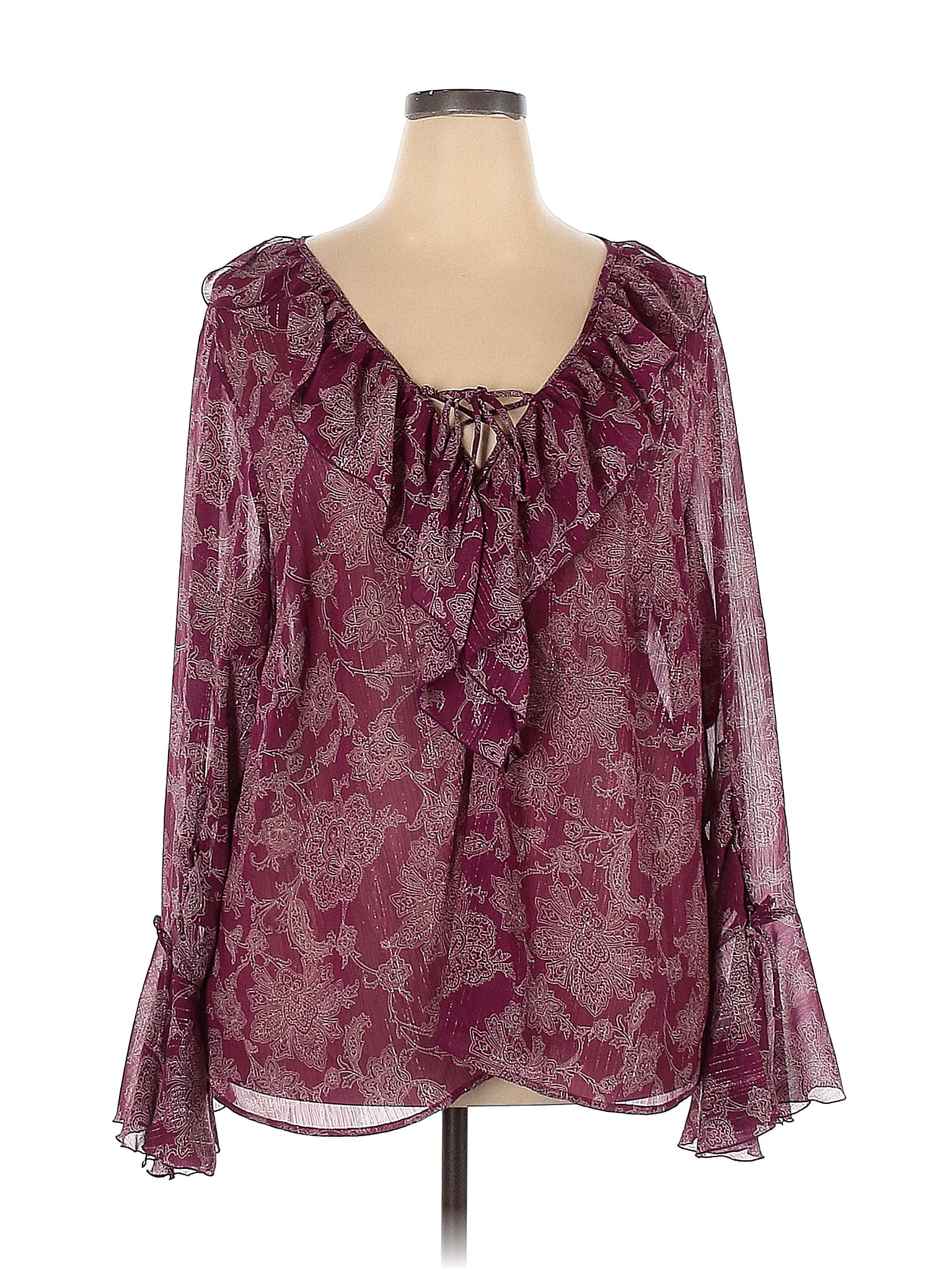 Lane Bryant Burgundy Long Sleeve Blouse Size 26 28 Plus Plus 67