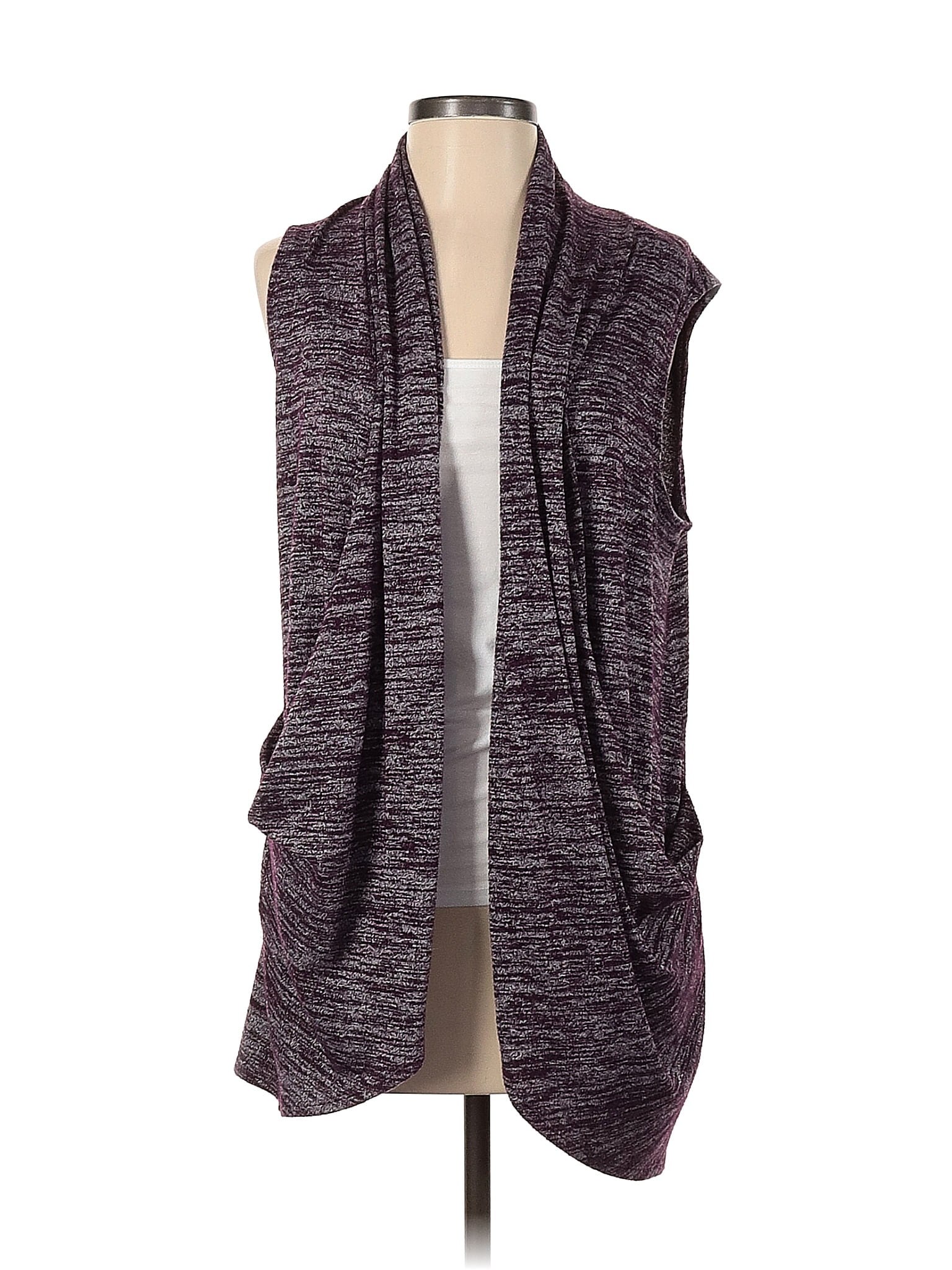 LOGO by Lori Goldstein Color Block Marled Purple Cardigan Size S - 72% ...