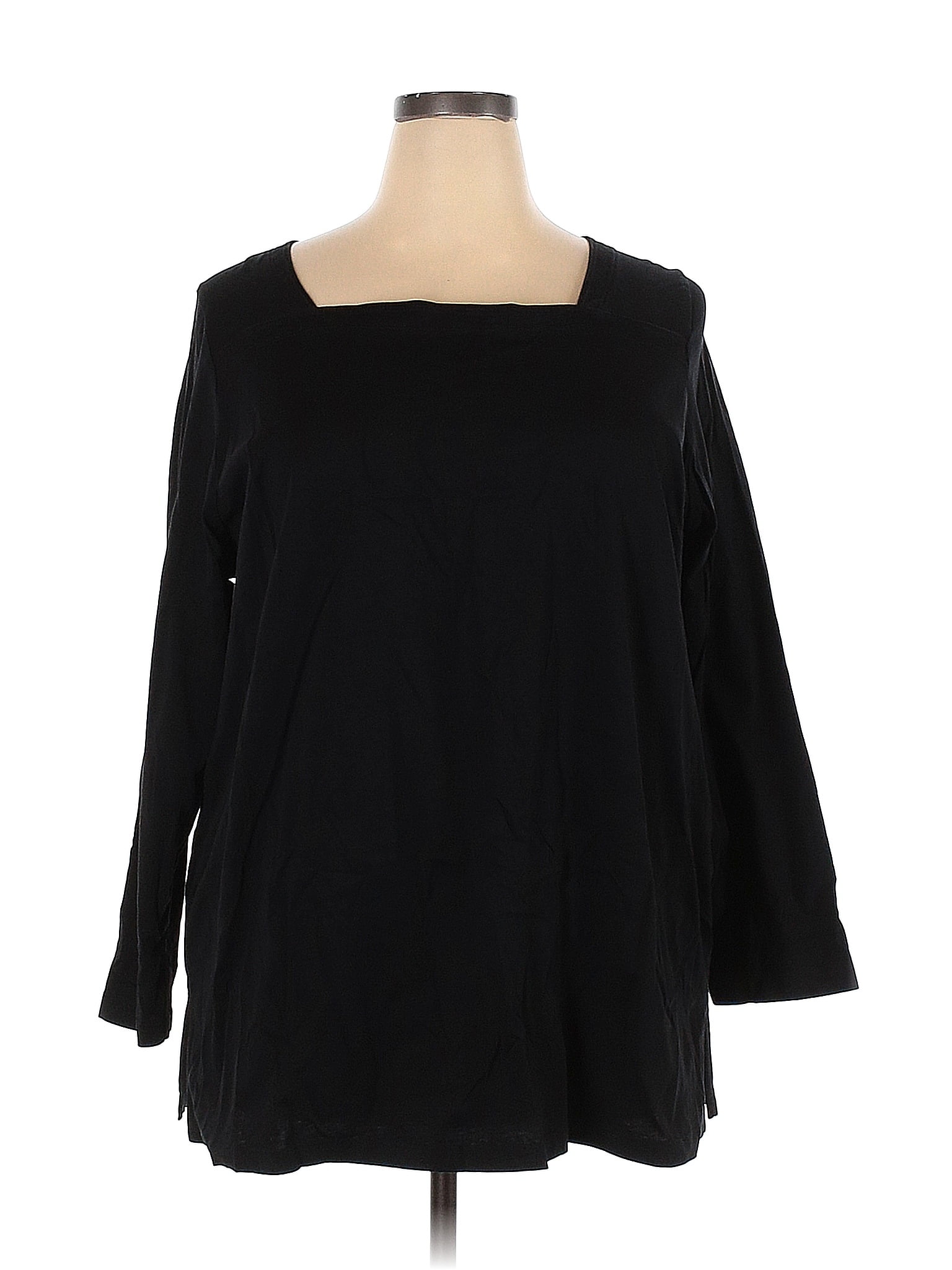 Woman Within 100% Cotton Black Long Sleeve Top Size 26 (Plus) - 66% off ...