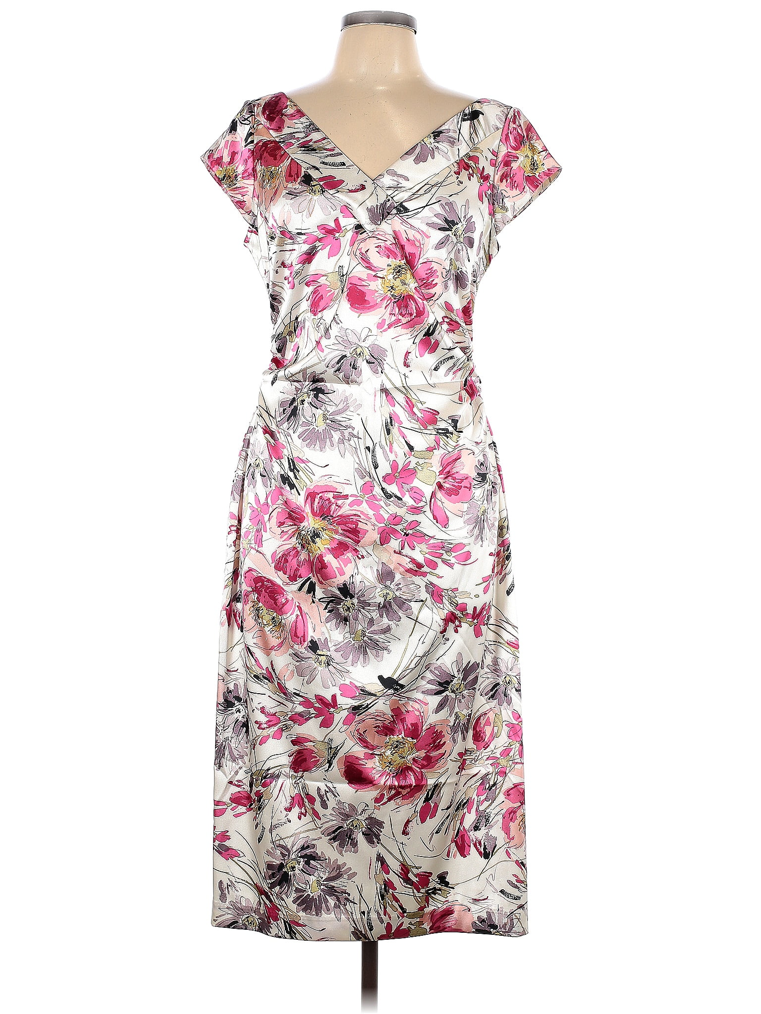 Maggy London Floral Multi Color Ivory Casual Dress Size 14 68 Off