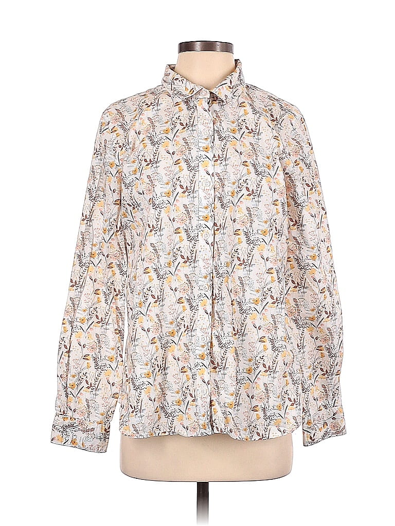 Garnet Hill 100% Cotton Ivory Long Sleeve Button-Down Shirt Size 10 - 74% off | thredUP