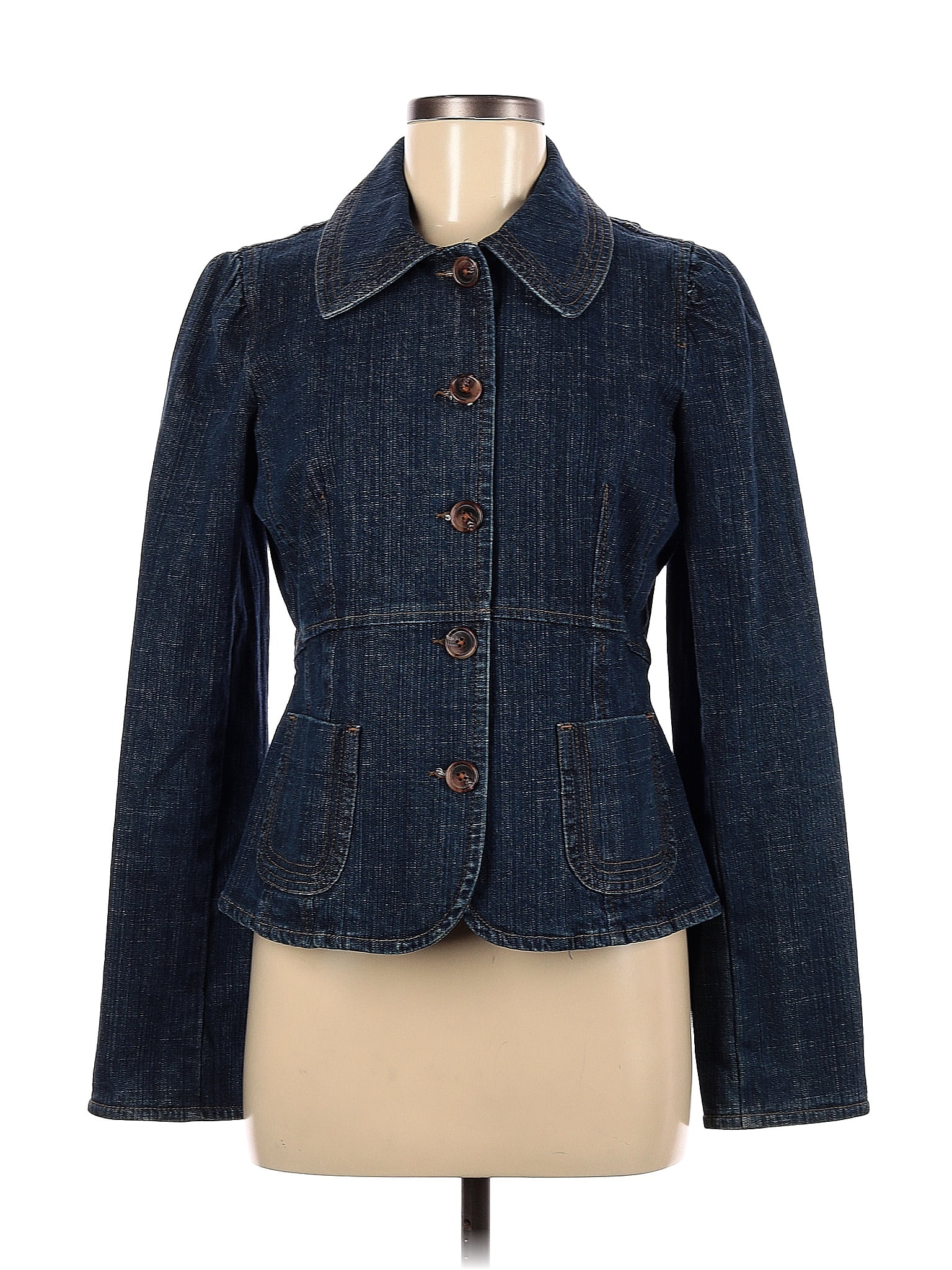 Ann Taylor LOFT Solid Navy Blue Denim Jacket Size 6 - 69% off | thredUP