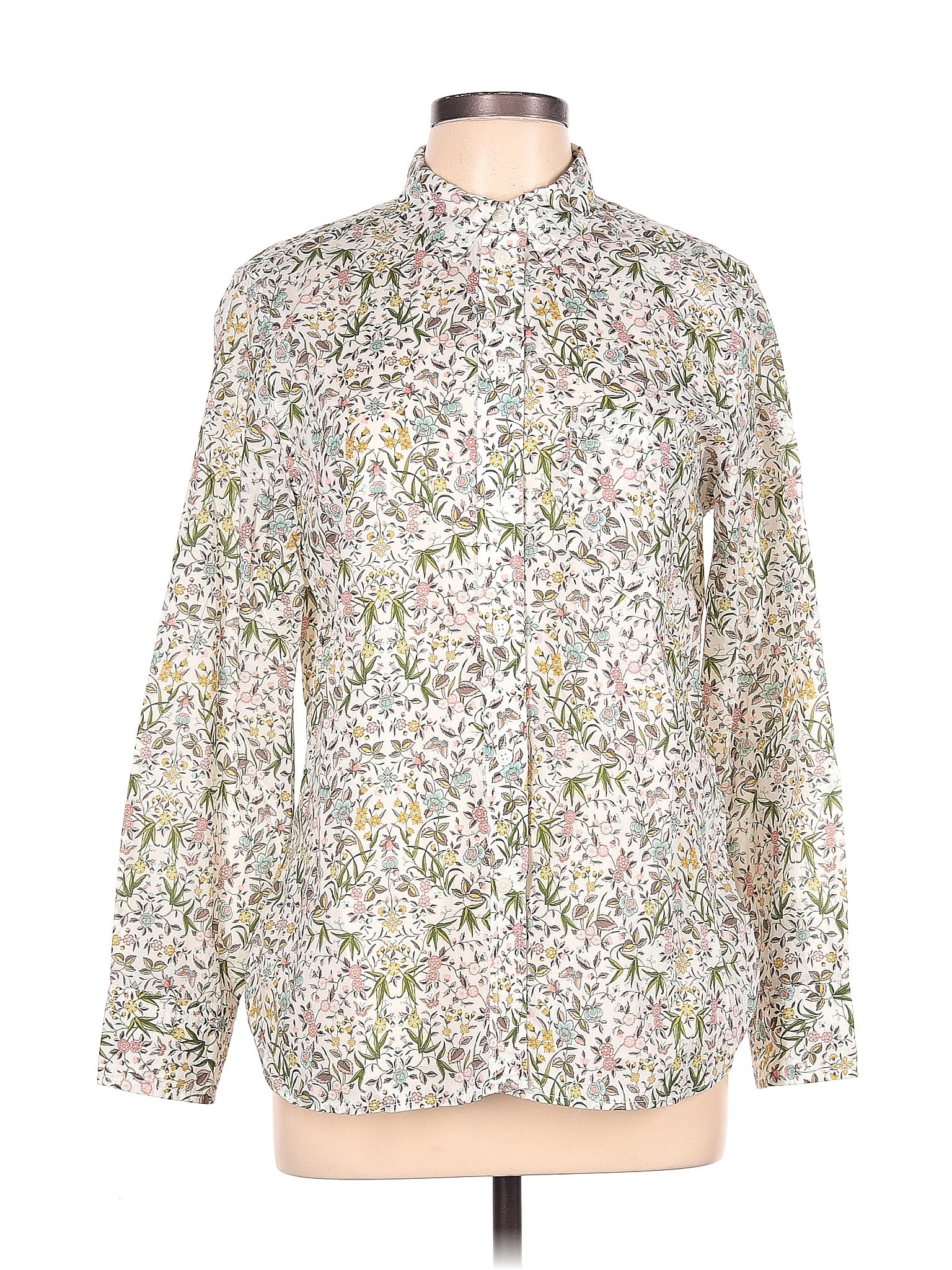 J Crew 100 Cotton Ivory Long Sleeve Button Down Shirt Size 10 70