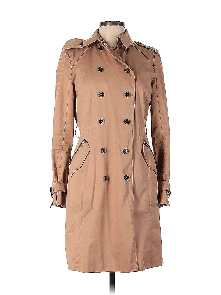 Zara Basic 100% Cotton Solid Tan Trenchcoat Size L - 55% off | ThredUp