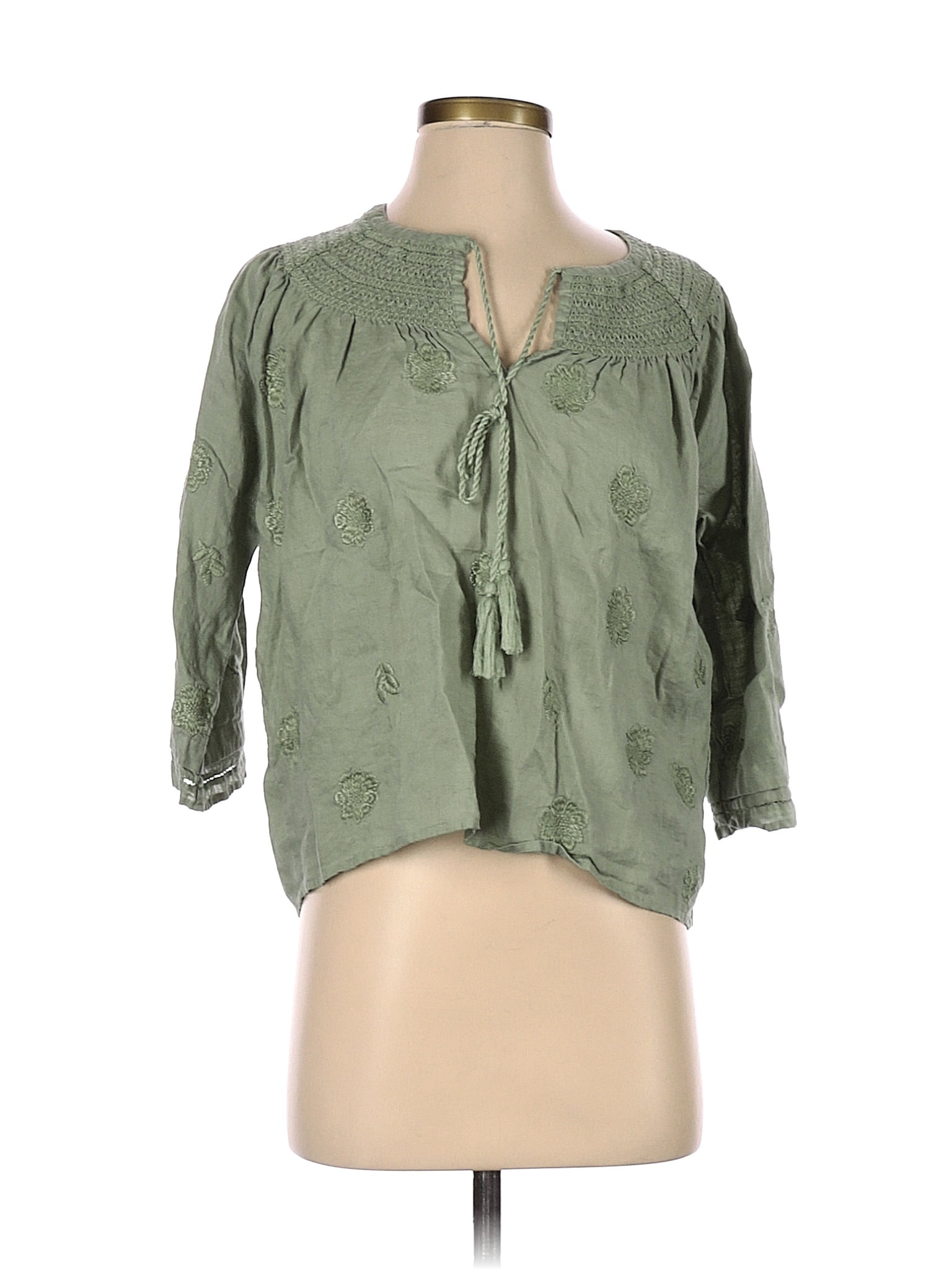 Magaschoni 100% Linen Green Short Sleeve Blouse Size S - 79% off | thredUP