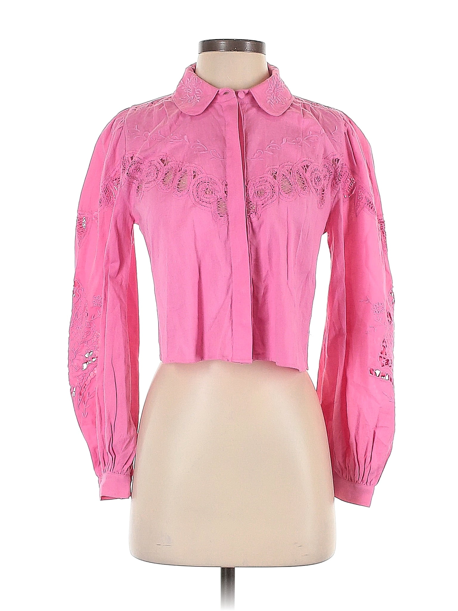 LoveShackFancy Floral Pink Long Sleeve Button-Down Shirt Size XS - 64% off | thredUP