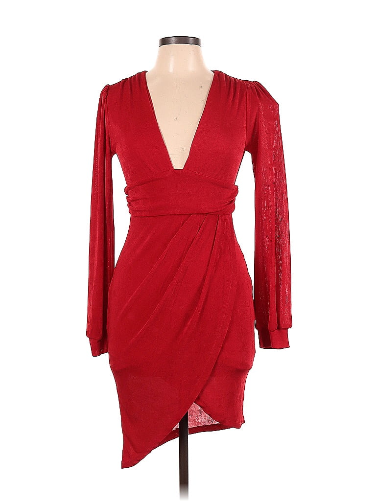 Hello Molly 100 Polyester Solid Red Cocktail Dress Size M 54 Off