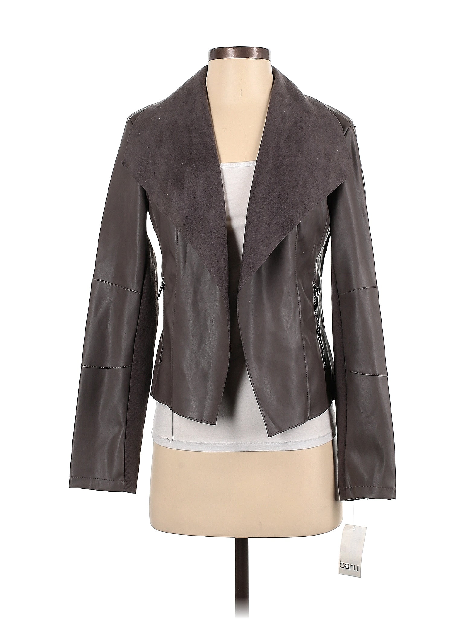 Bar III Gray Faux Leather Jacket Size XS - 55% off | thredUP