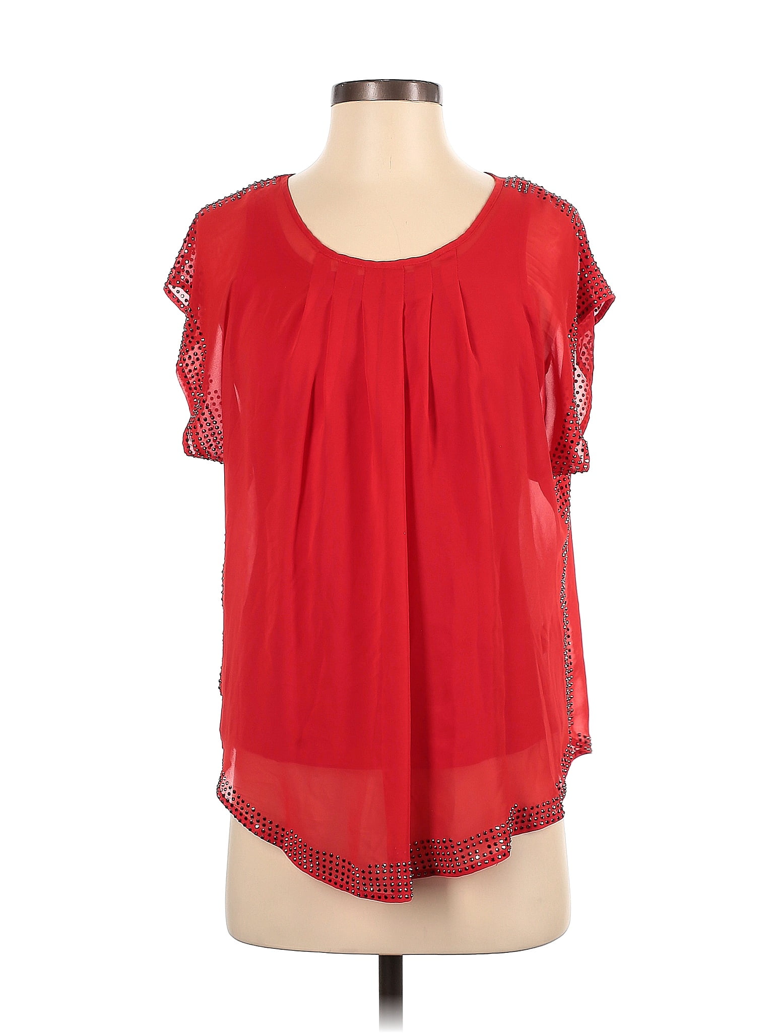 Sioni 100 Polyester Red Short Sleeve Blouse Size S 57 Off Thredup