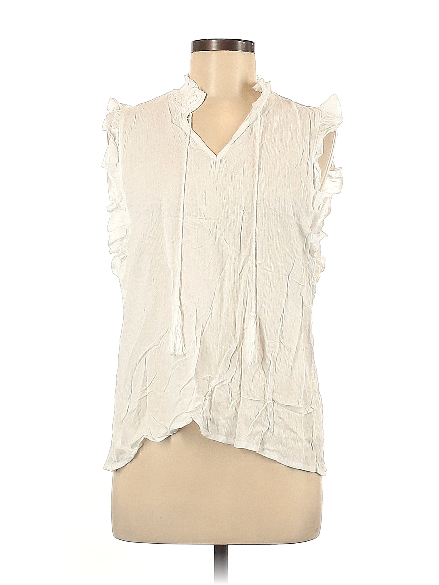 Gibson Look 100 Rayon White Ivory Short Sleeve Blouse Size M 63 Off