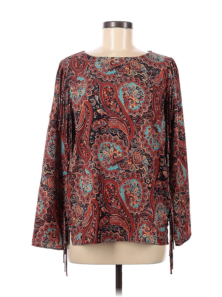 Peck And Peck 100 Polyester Burgundy Long Sleeve Blouse Size M 72 Off