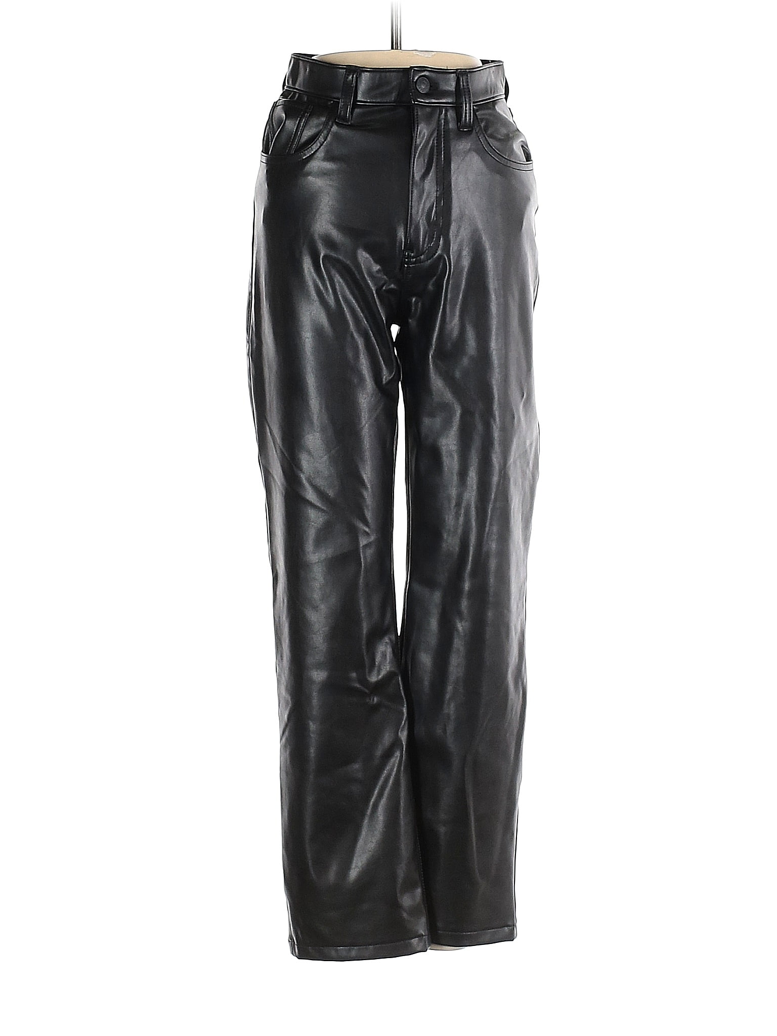 Abercrombie & Fitch 100% Polyurethane Solid Black Faux Leather Pants ...