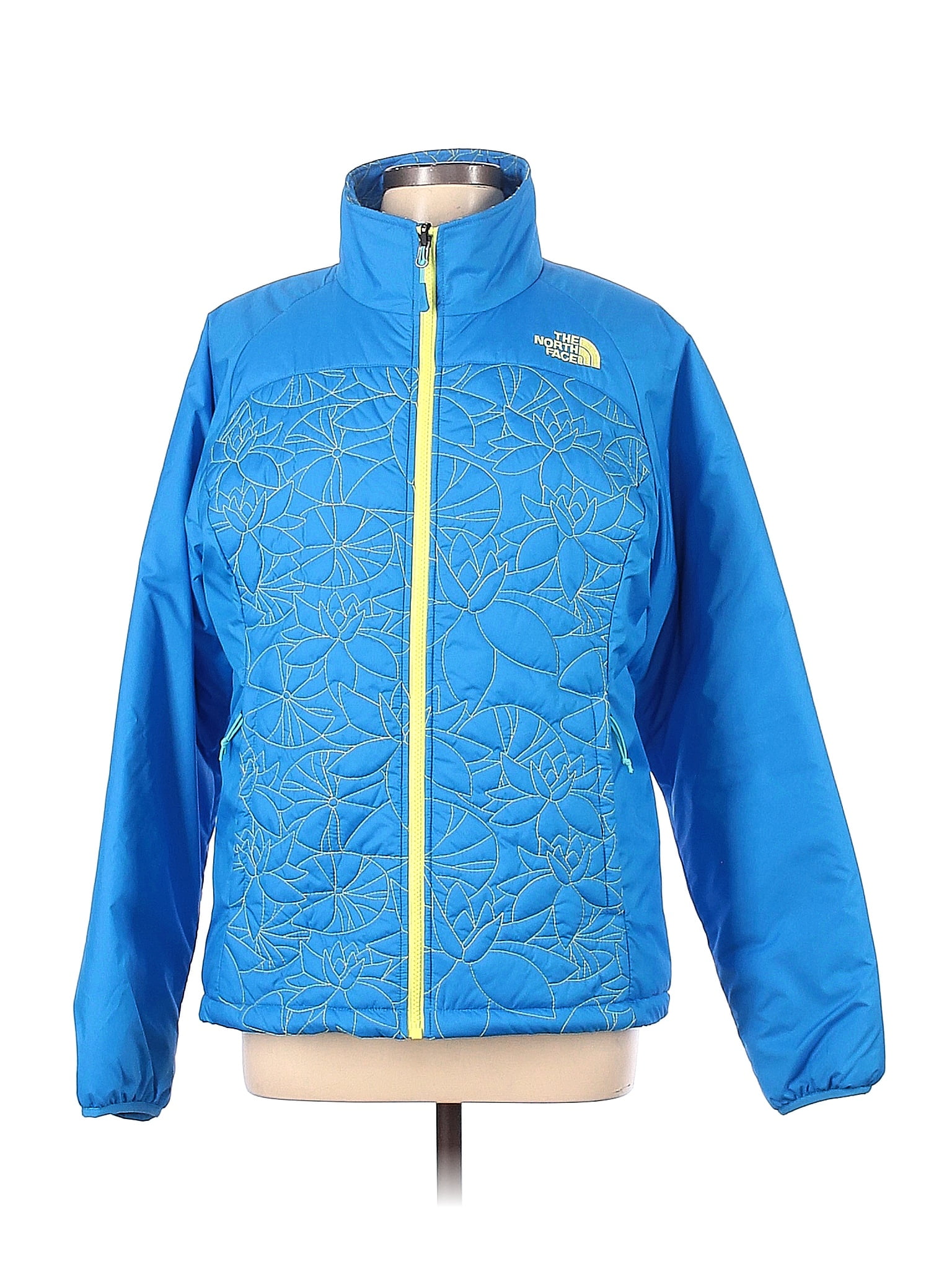 The North Face 100% Polyester Color Block Solid Blue Jacket Size L - 63 ...