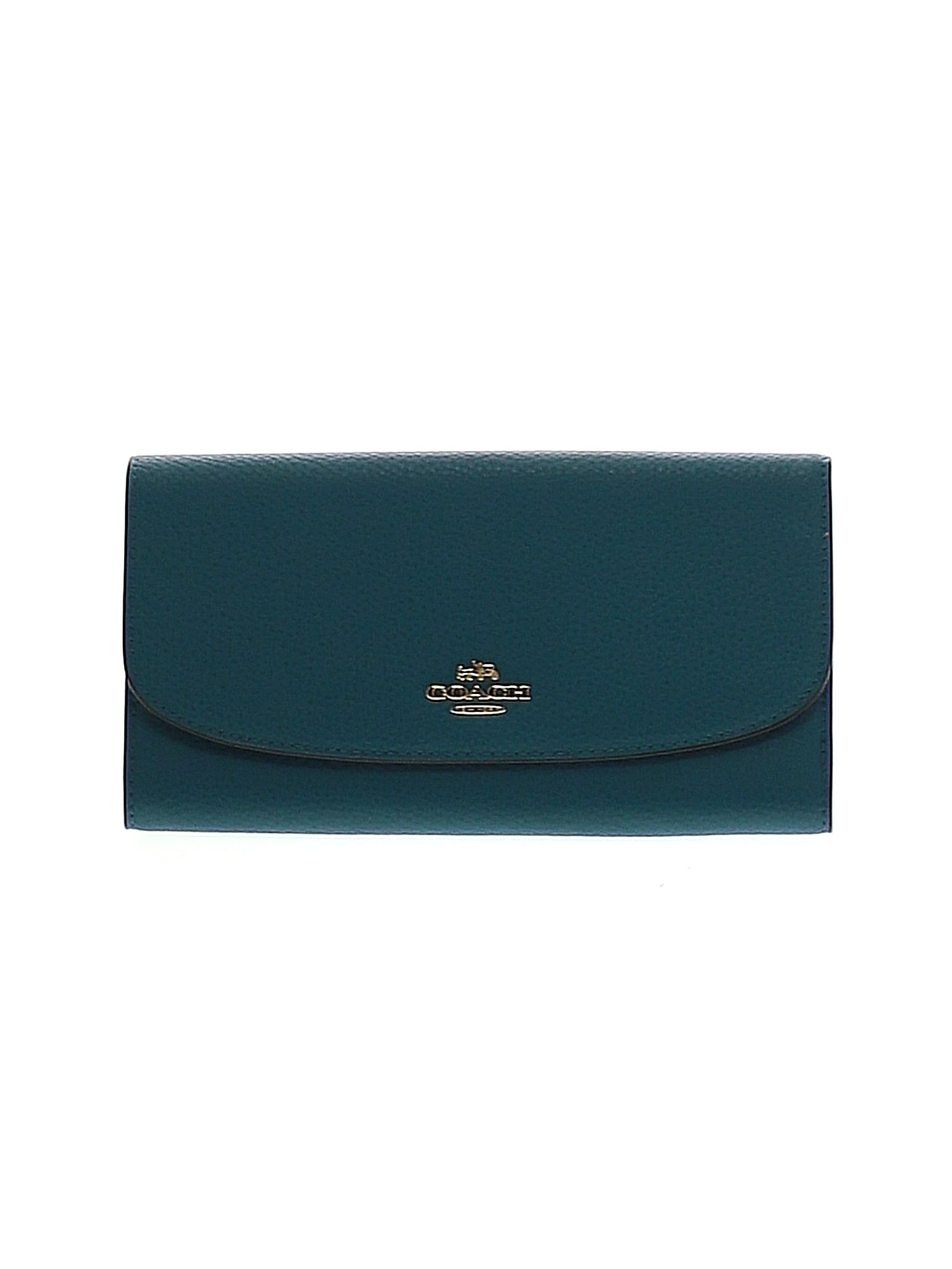 Coach 100% Leather Teal Leather Wallet One Size - 73% off | thredUP