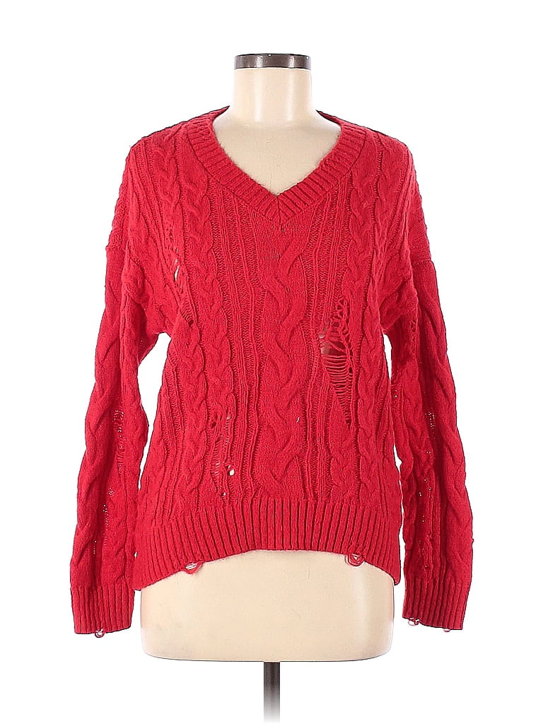 Wild Fable Color Block Solid Red Pullover Sweater Size M - 42% off ...