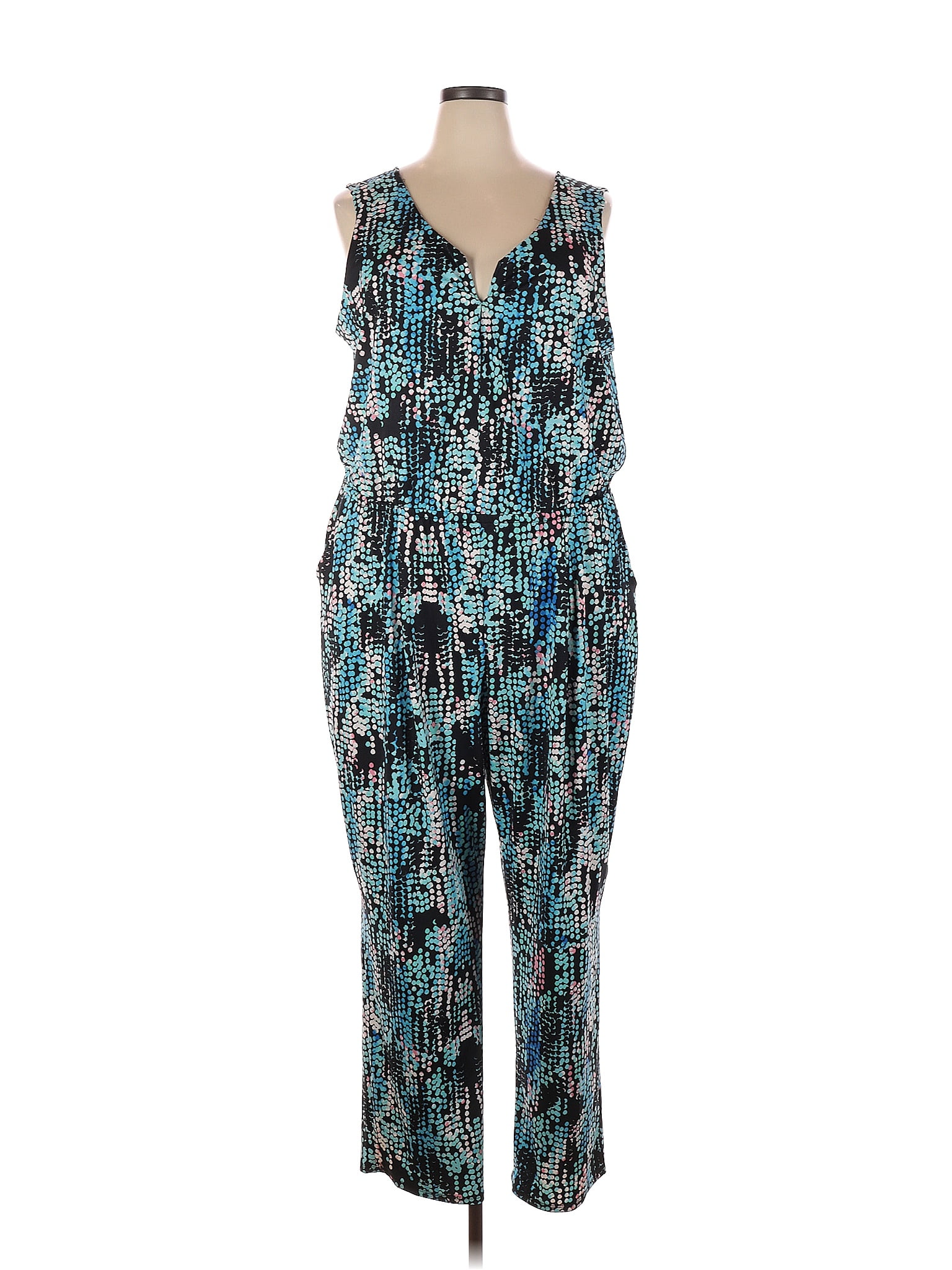 Kate And Mallory Designs Multi Color Blue Jumpsuit Size 3x Plus 43