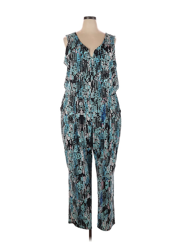 Kate And Mallory Designs Multi Color Blue Jumpsuit Size 3x Plus 43