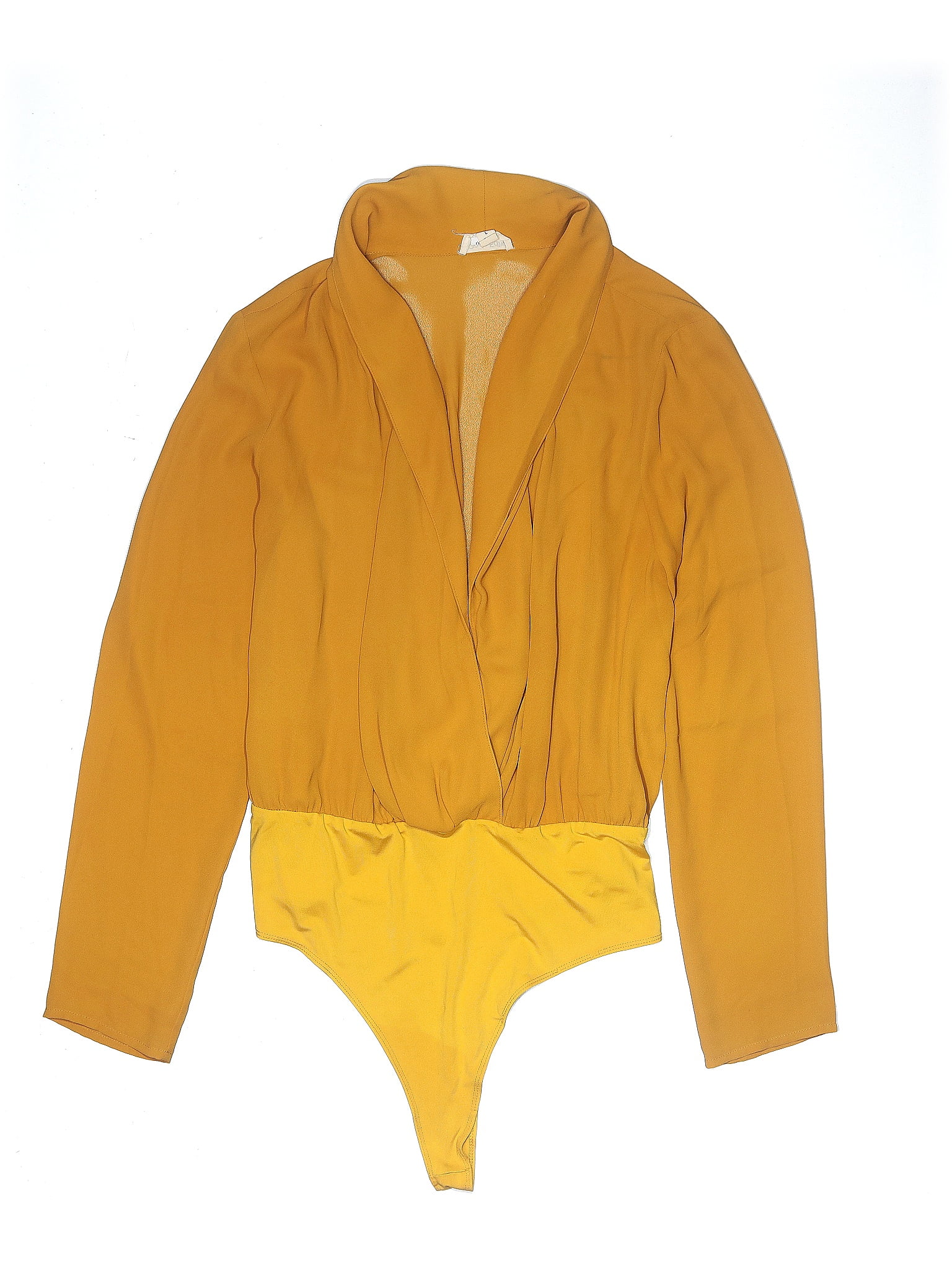 Open Edit 100% Polyester Yellow Bodysuit Size L - 69% off | ThredUp