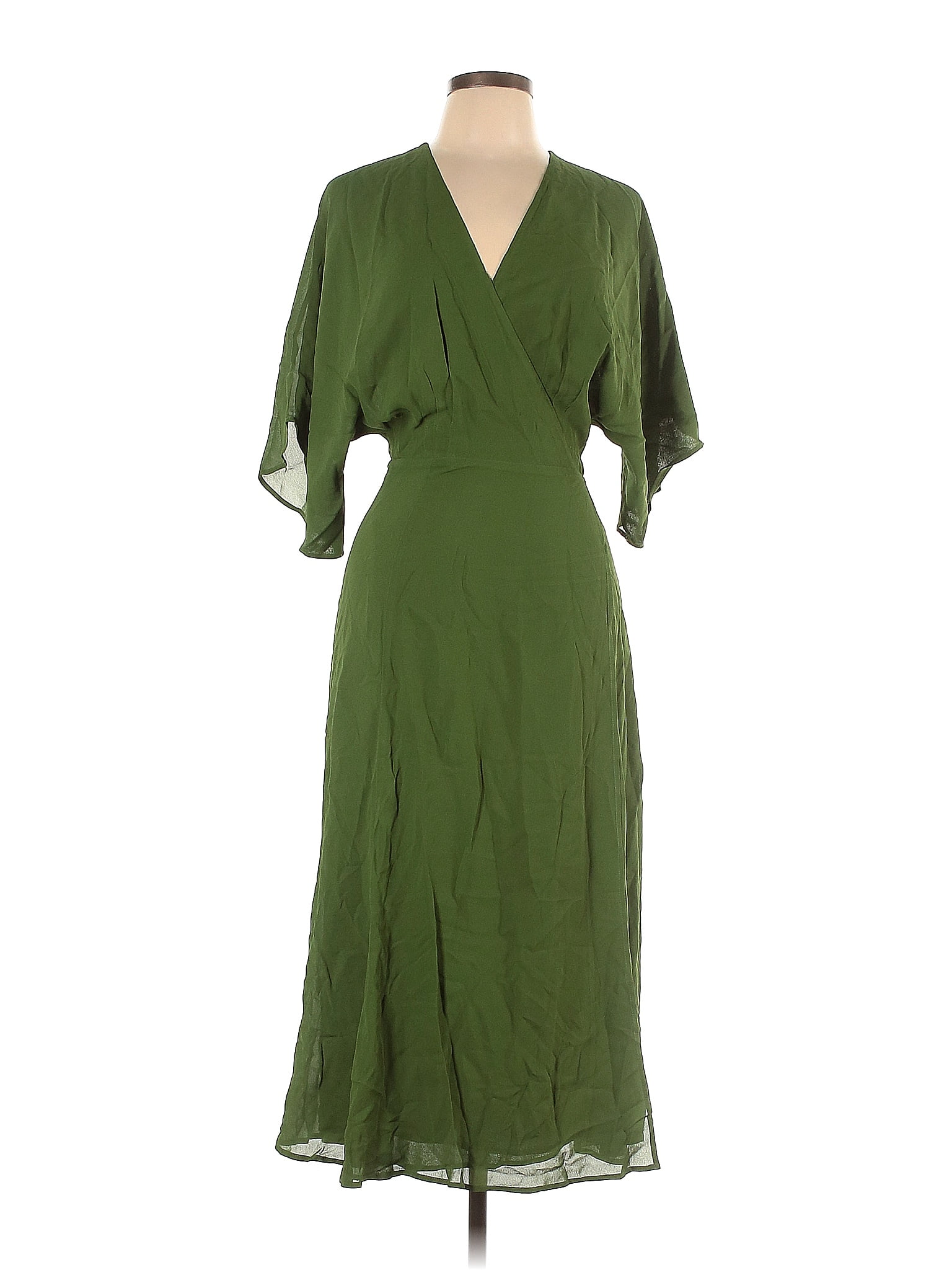 Reformation 100 Viscose Solid Green Casual Dress Size L 59 Off