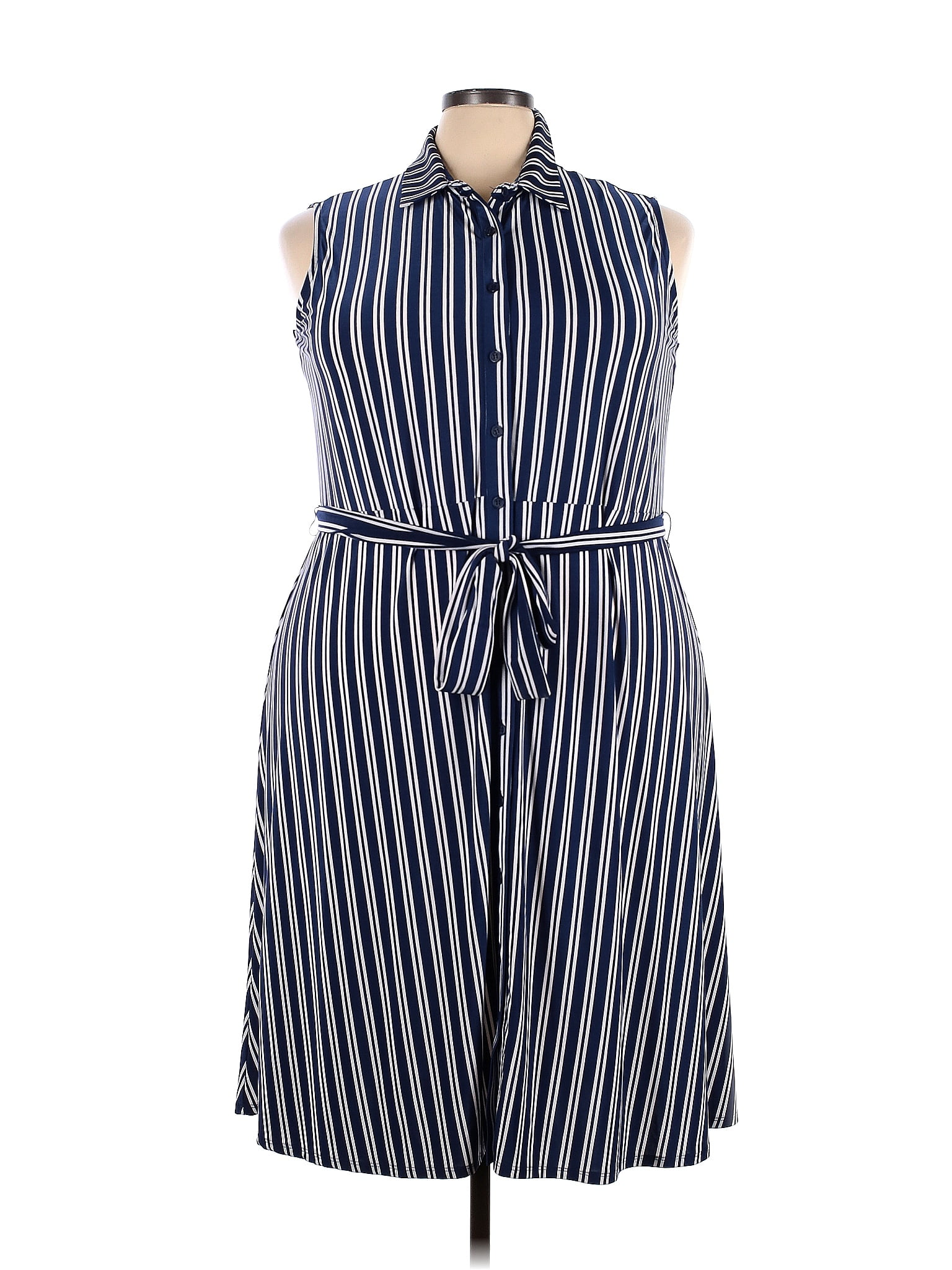 Tacera Stripes Multi Color Blue Casual Dress Size 3X (Plus) - 44% off ...