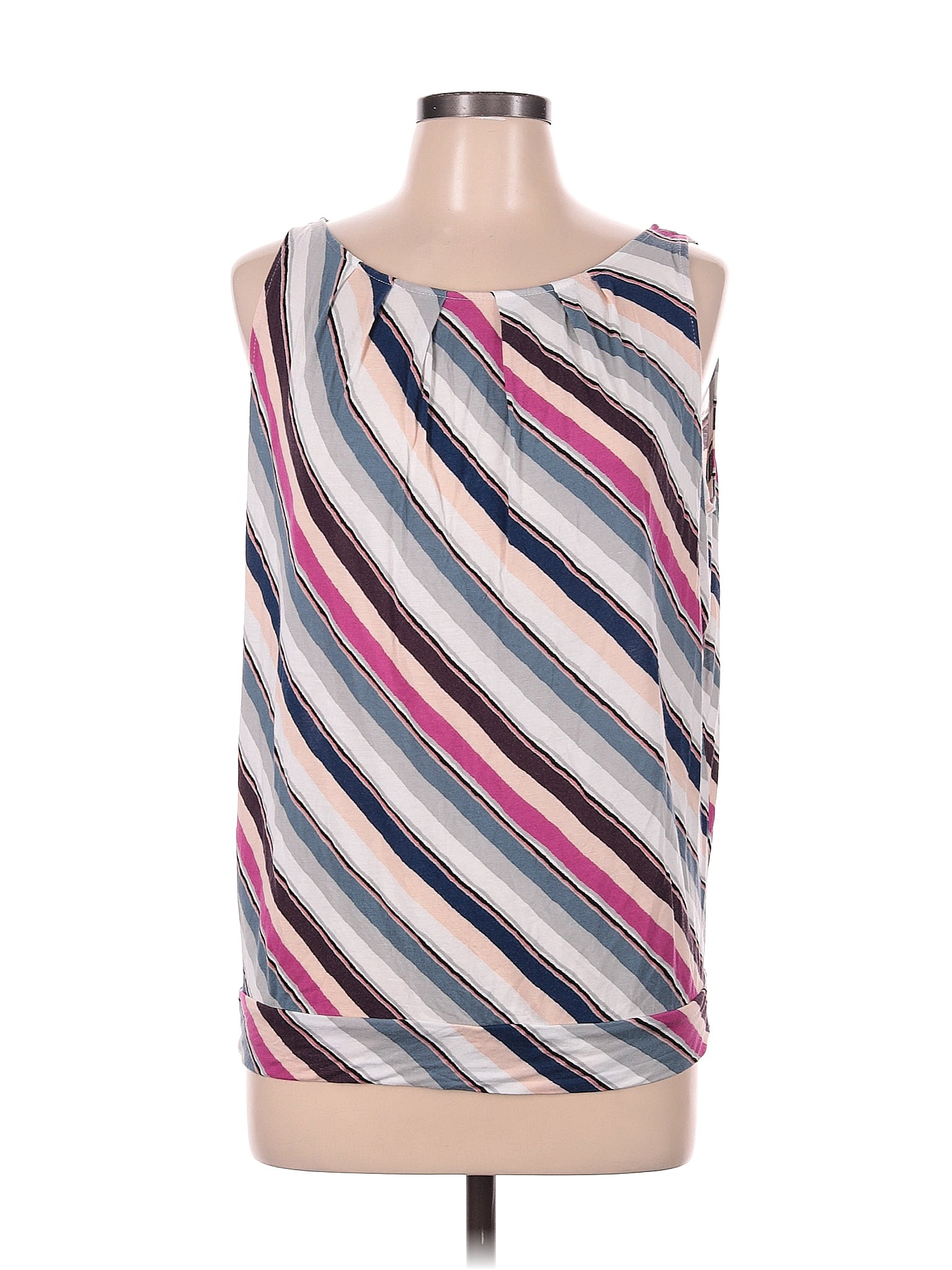 Ann Taylor Loft Outlet 100 Rayon Stripes Multi Color Pink Sleeveless