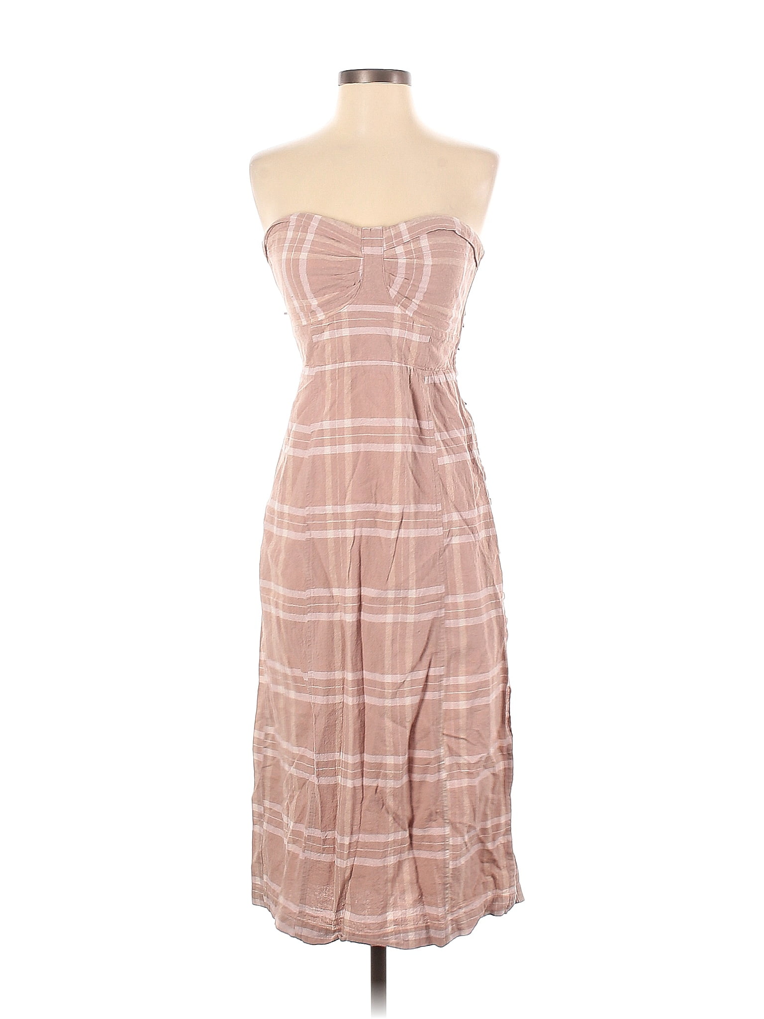 Free People Plaid Tan Casual Dress Size Xs 64 Off Thredup