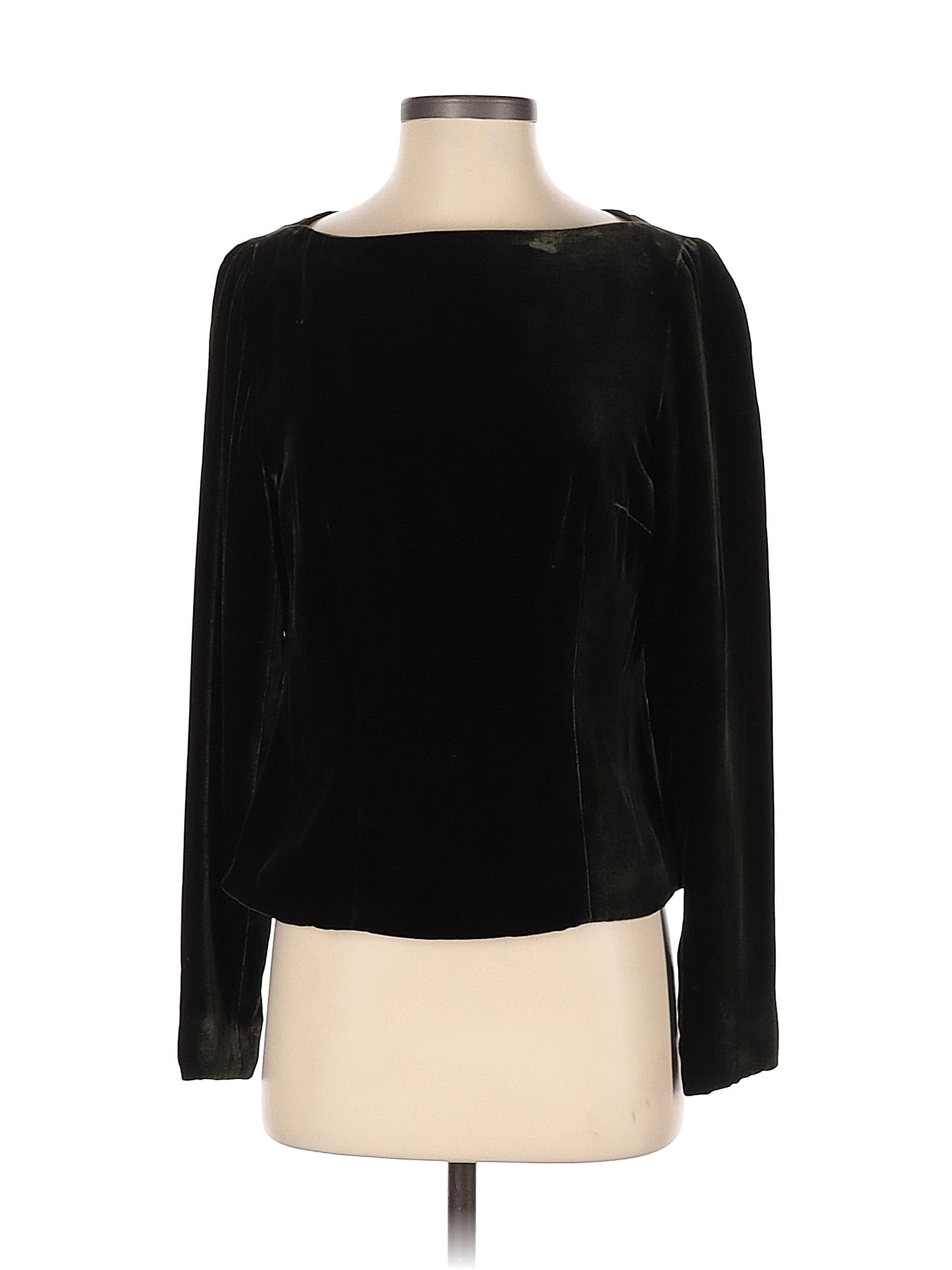 Worth Solid Black Green Long Sleeve Blouse Size 4 75 Off Thredup