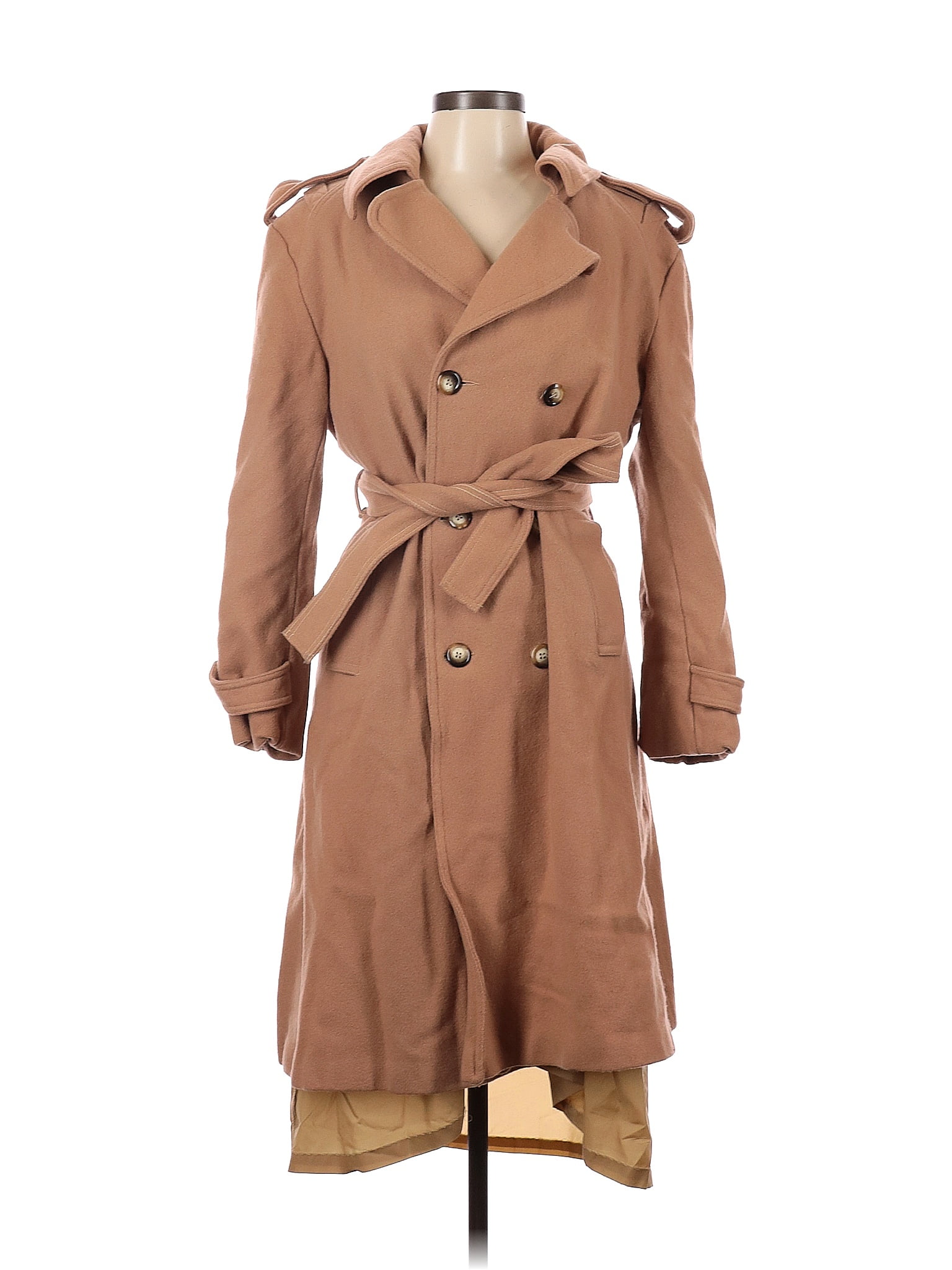 Assorted Brands Solid Brown Wool Coat Size 44 (EU) - 56% off | thredUP