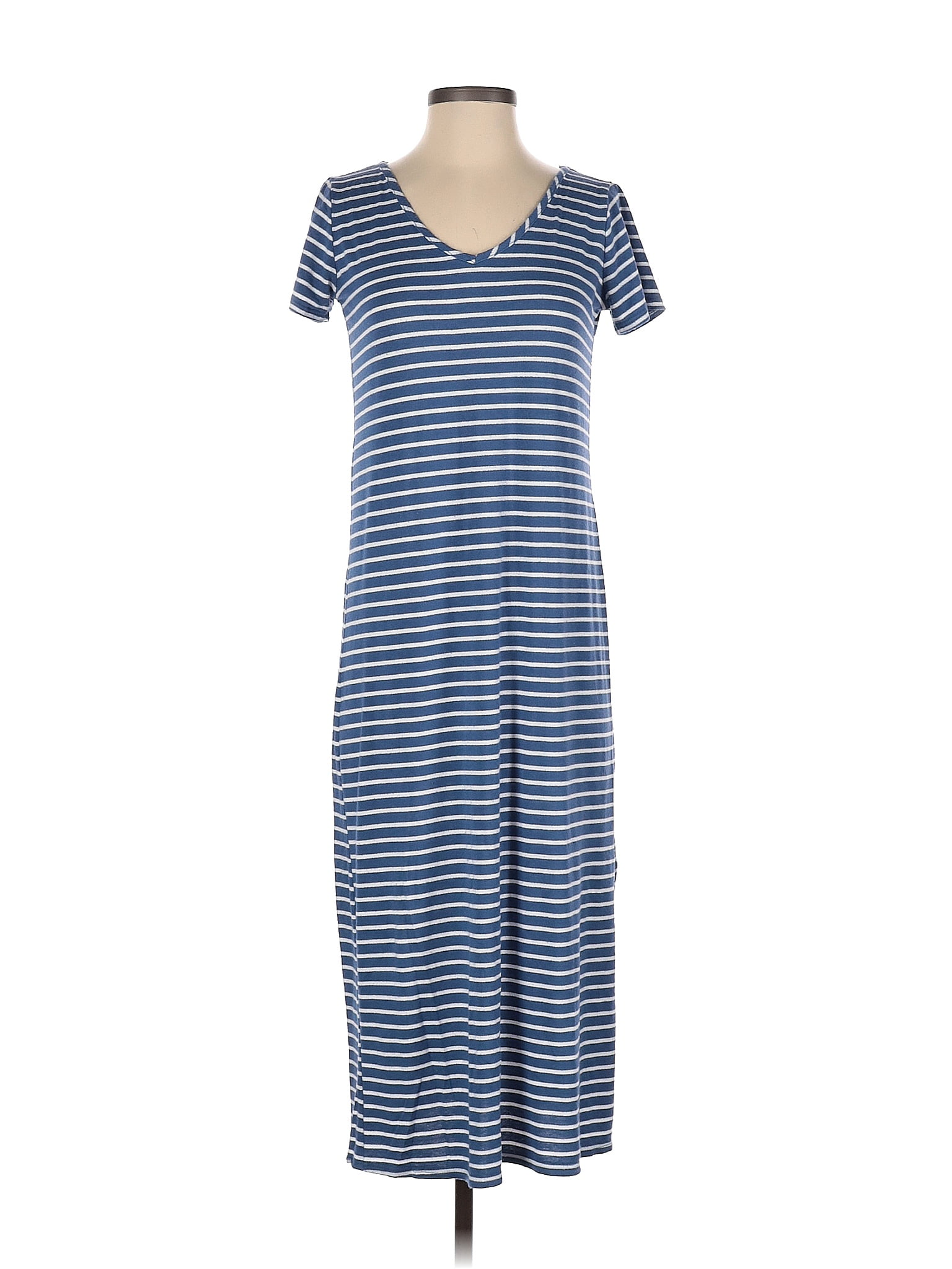 Olivia Rae Color Block Stripes Multi Color Blue Casual Dress Size S ...