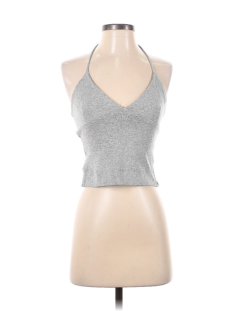 BCBGMAXAZRIA 100% Cotton Marled Gray Halter Top Size S - 67% off | thredUP