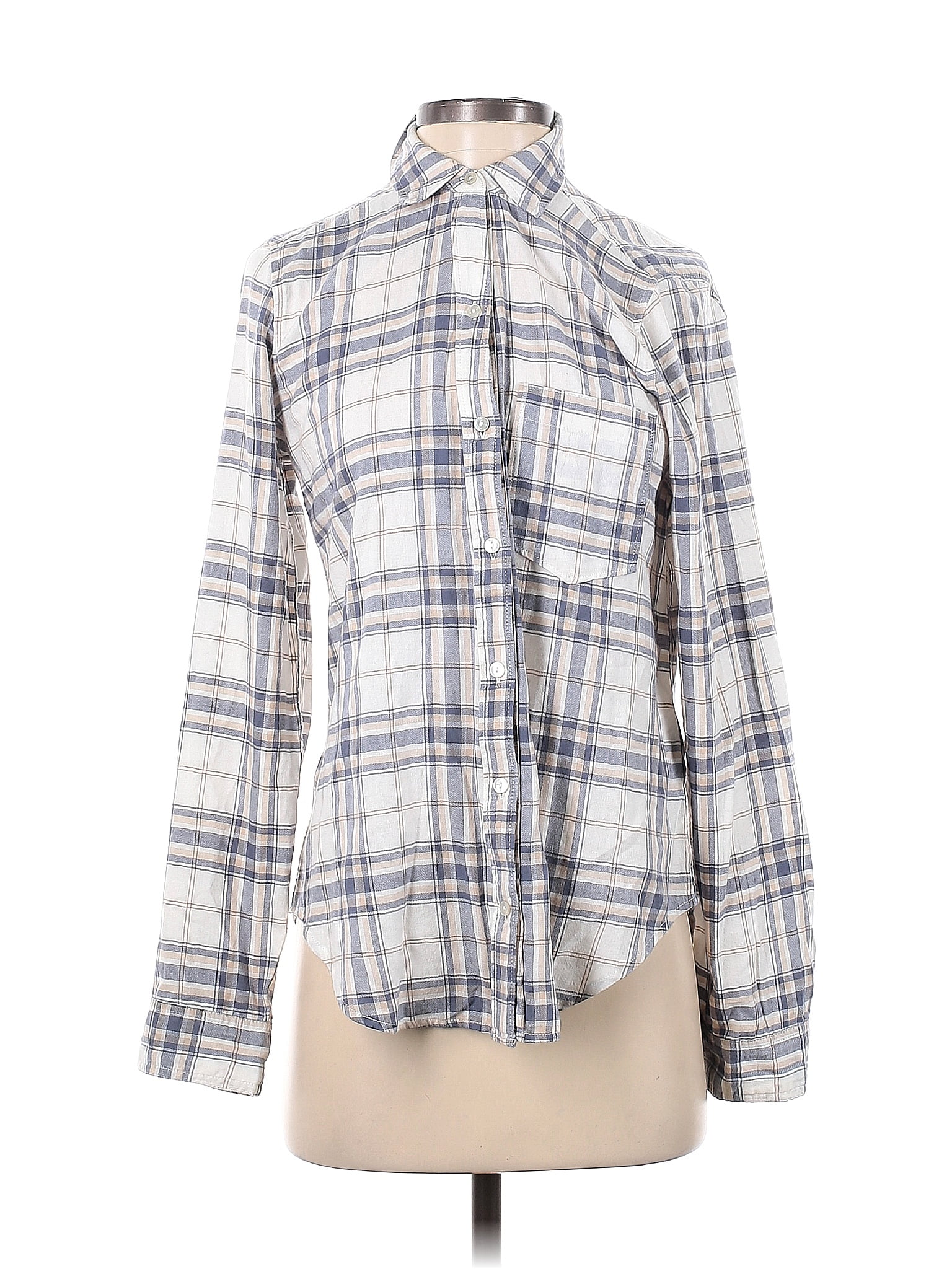 Abercrombie And Fitch 100 Cotton Plaid White Long Sleeve Button Down