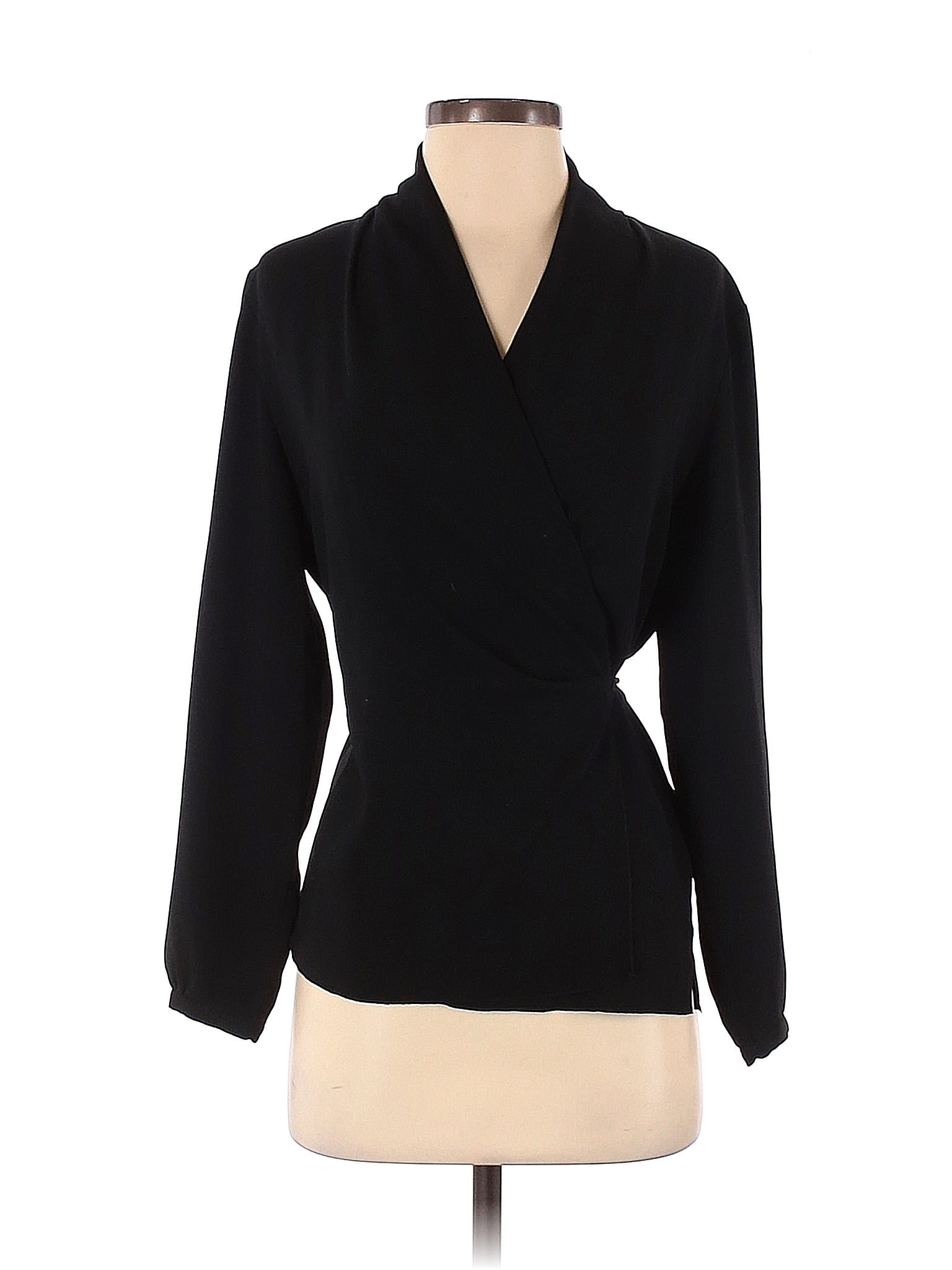 Wilfred 100 Polyester Solid Black Long Sleeve Blouse Size S 84 Off