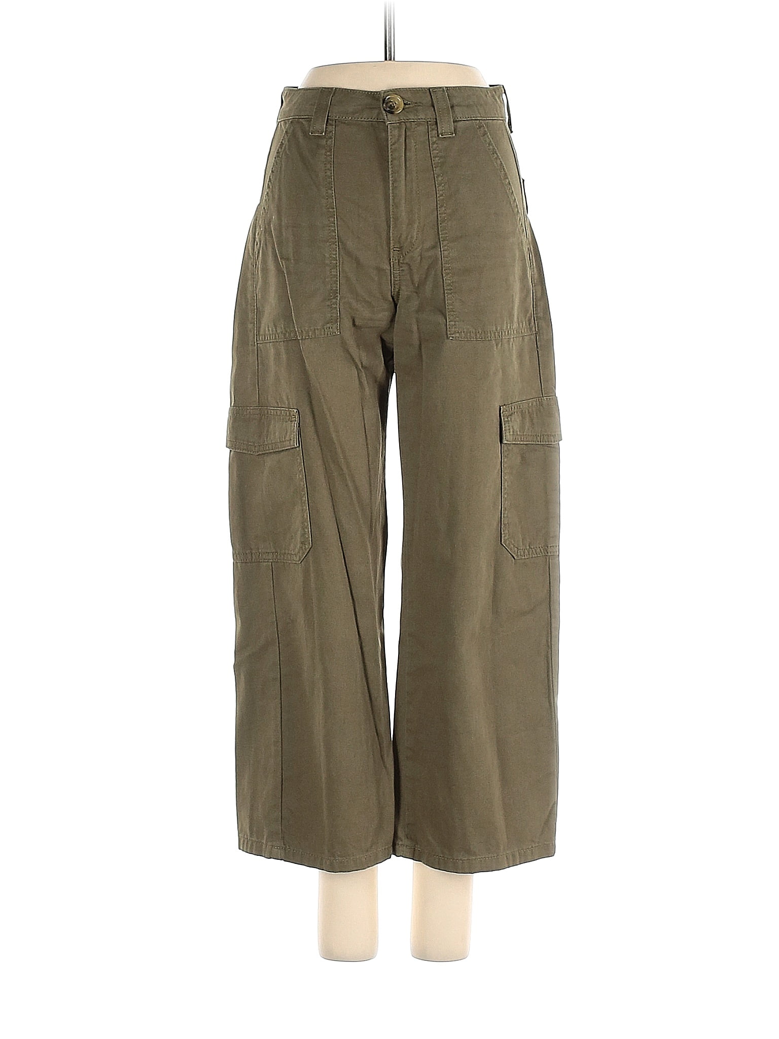 MNG 100% Cotton Solid Green Cargo Pants Size XS - 44% off | thredUP