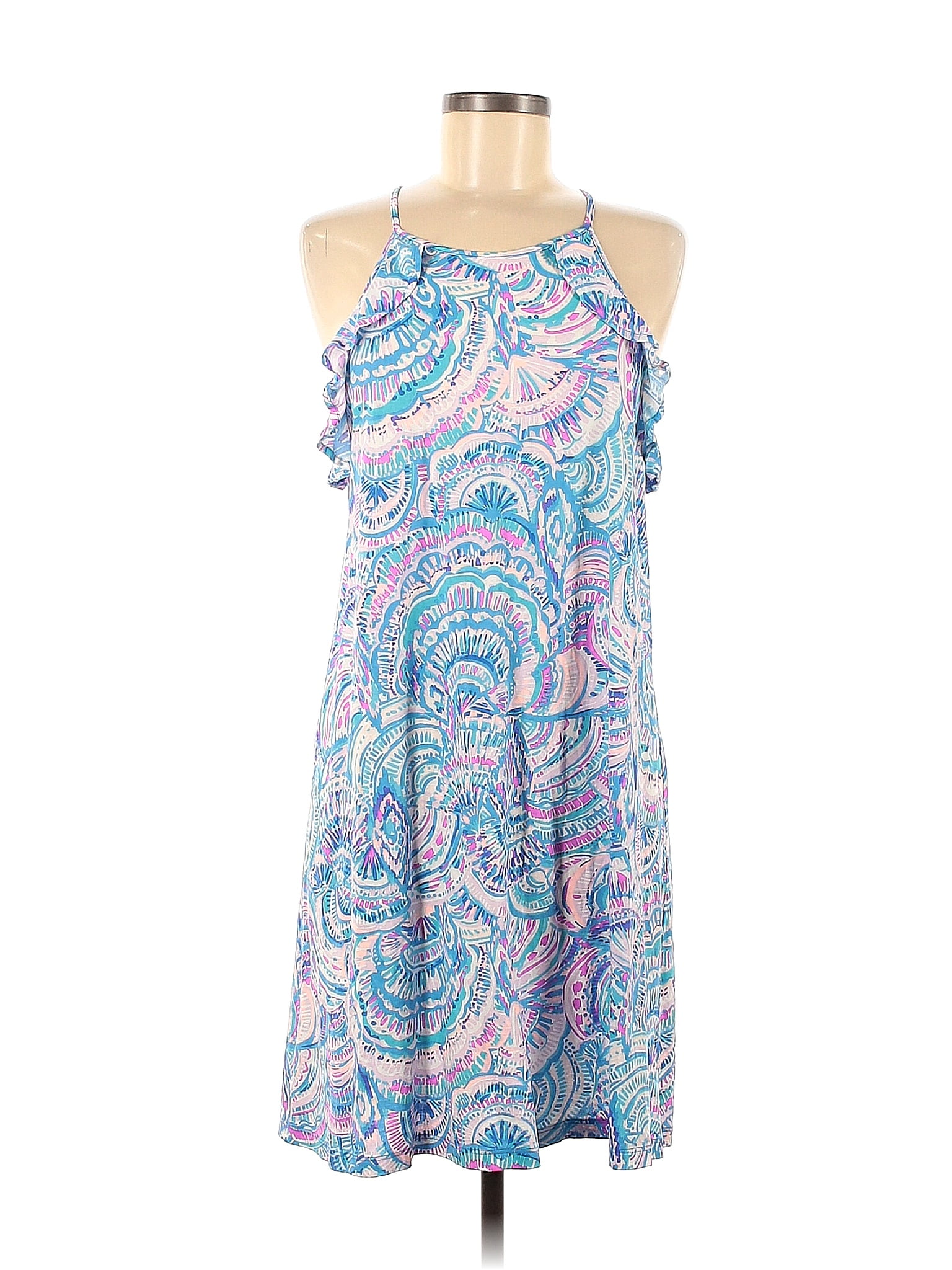 Lilly Pulitzer 100 Cotton Blue Casual Dress Size L 69 Off Thredup