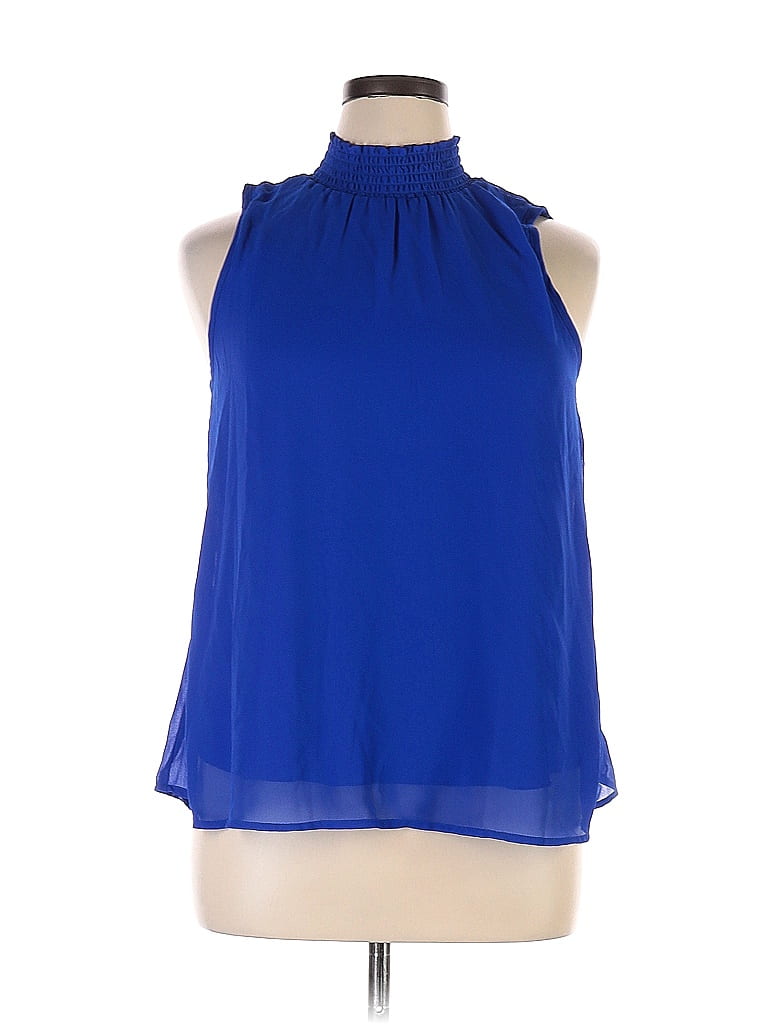 Midnight Sky 100 Polyester Sapphire Blue Sleeveless Blouse Size Xl
