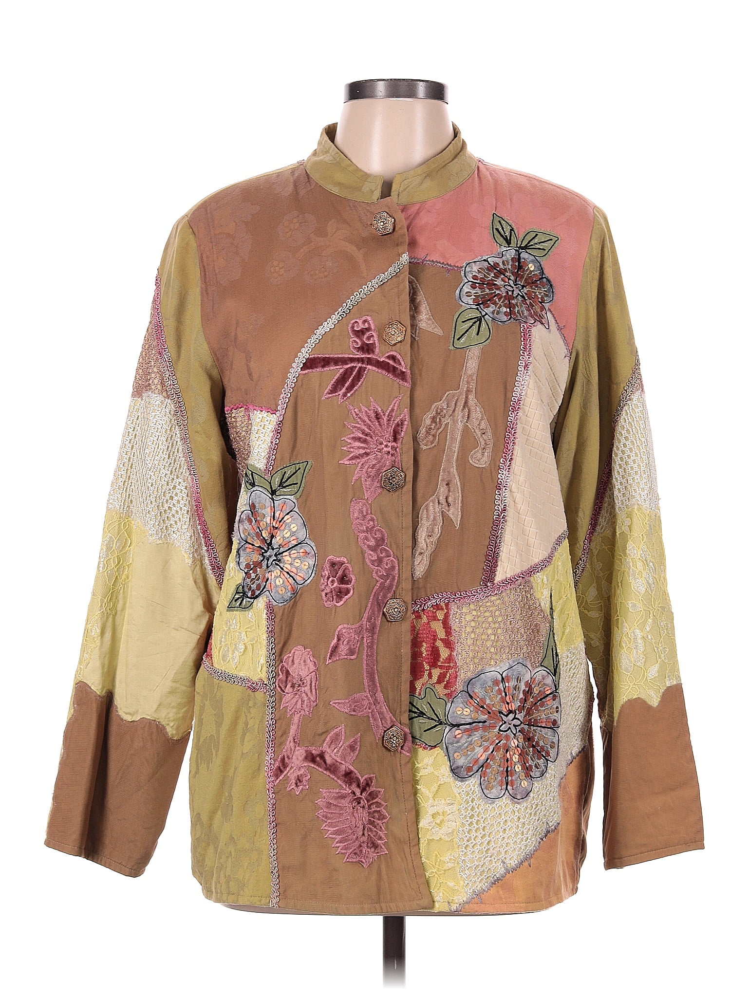 Indigo Moon Color Block Floral Brown Jacket Size M - 54% off | thredUP