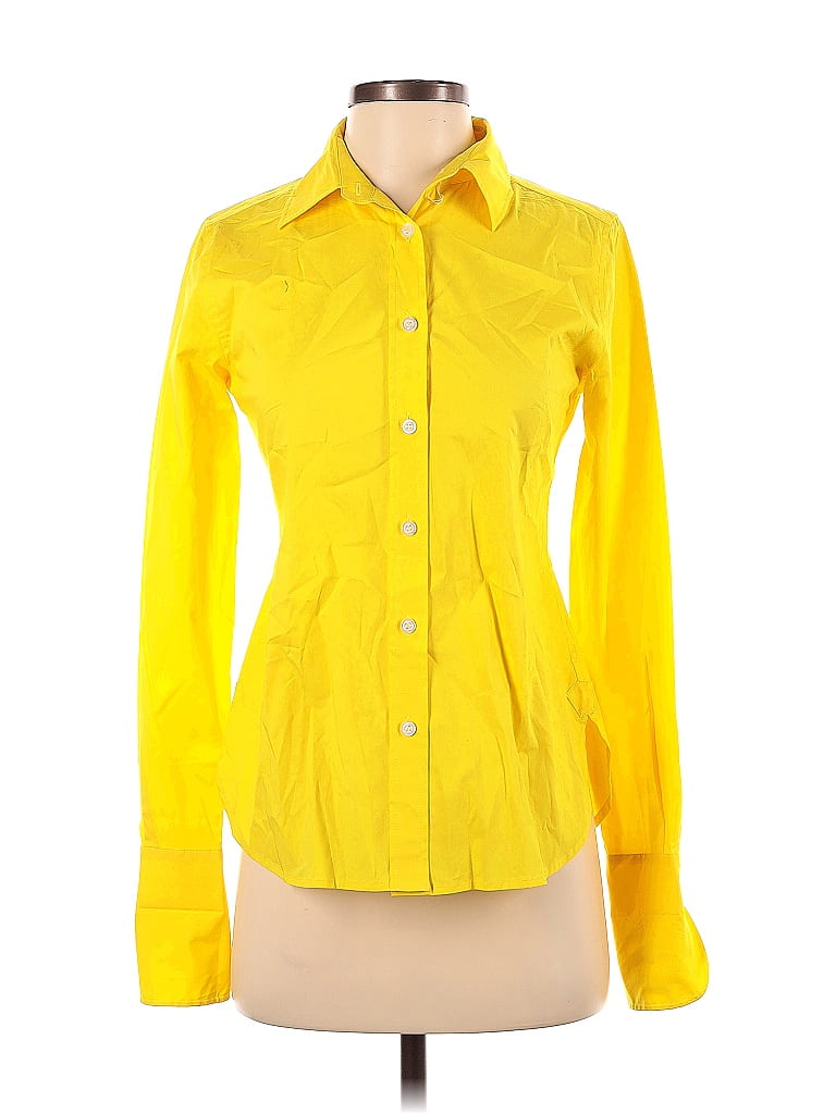 Moda International Yellow Long Sleeve Button Down Shirt Size Xs 57