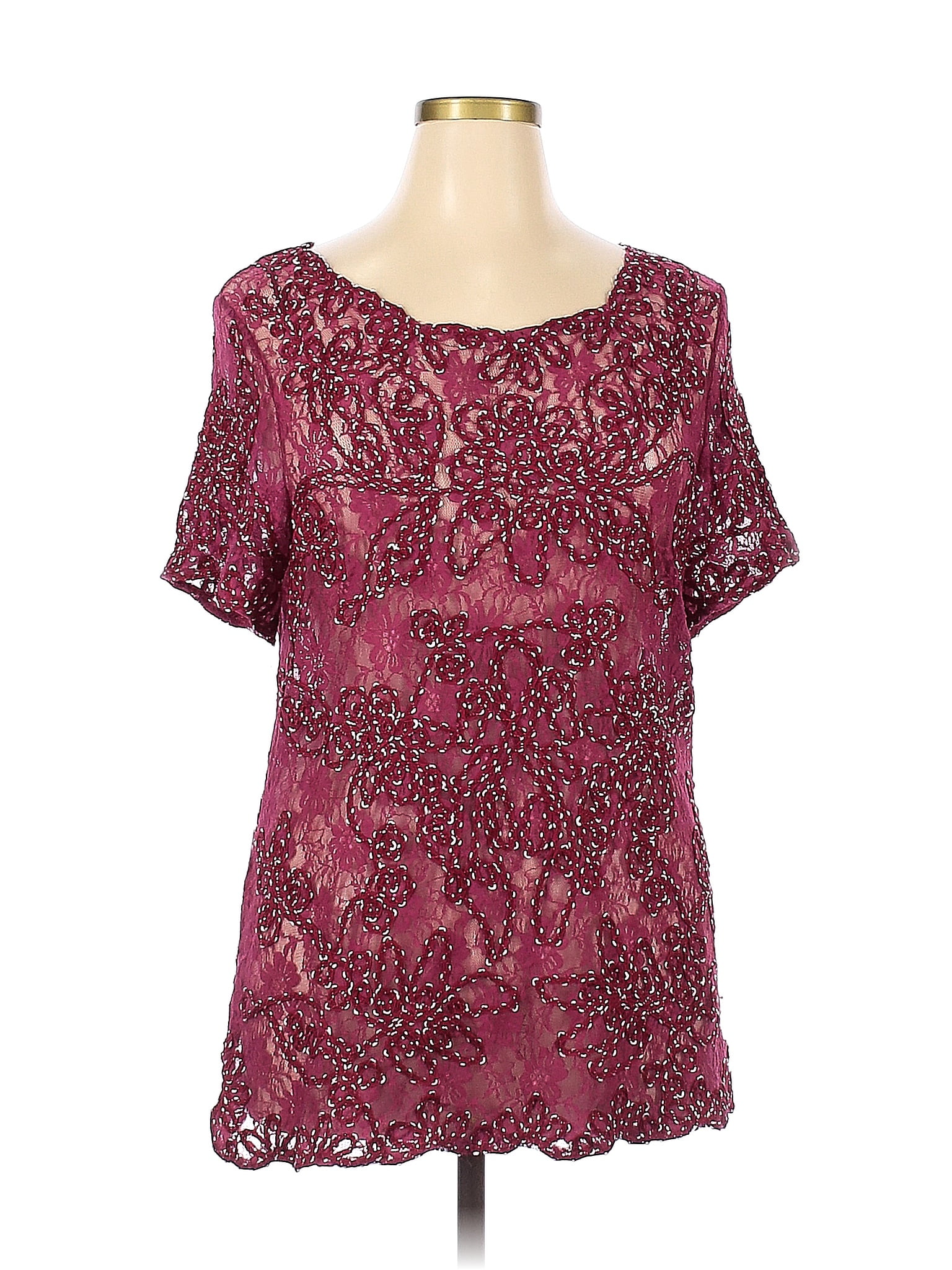 Cj Banks Burgundy Short Sleeve Blouse Size 1X (Plus) - 66% off | thredUP