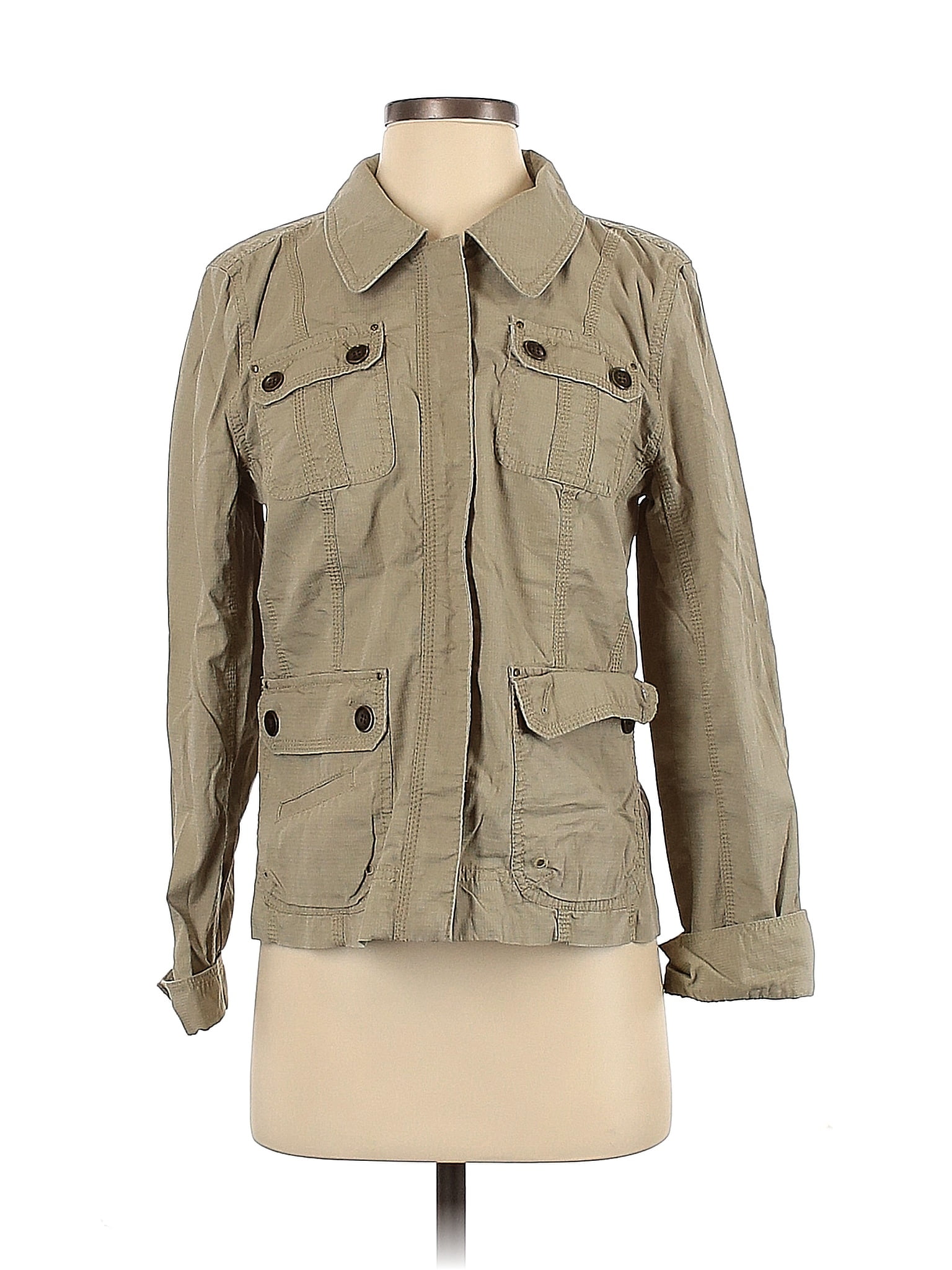 Caslon 100% Cotton Solid Tan Jacket Size M - 68% off | thredUP