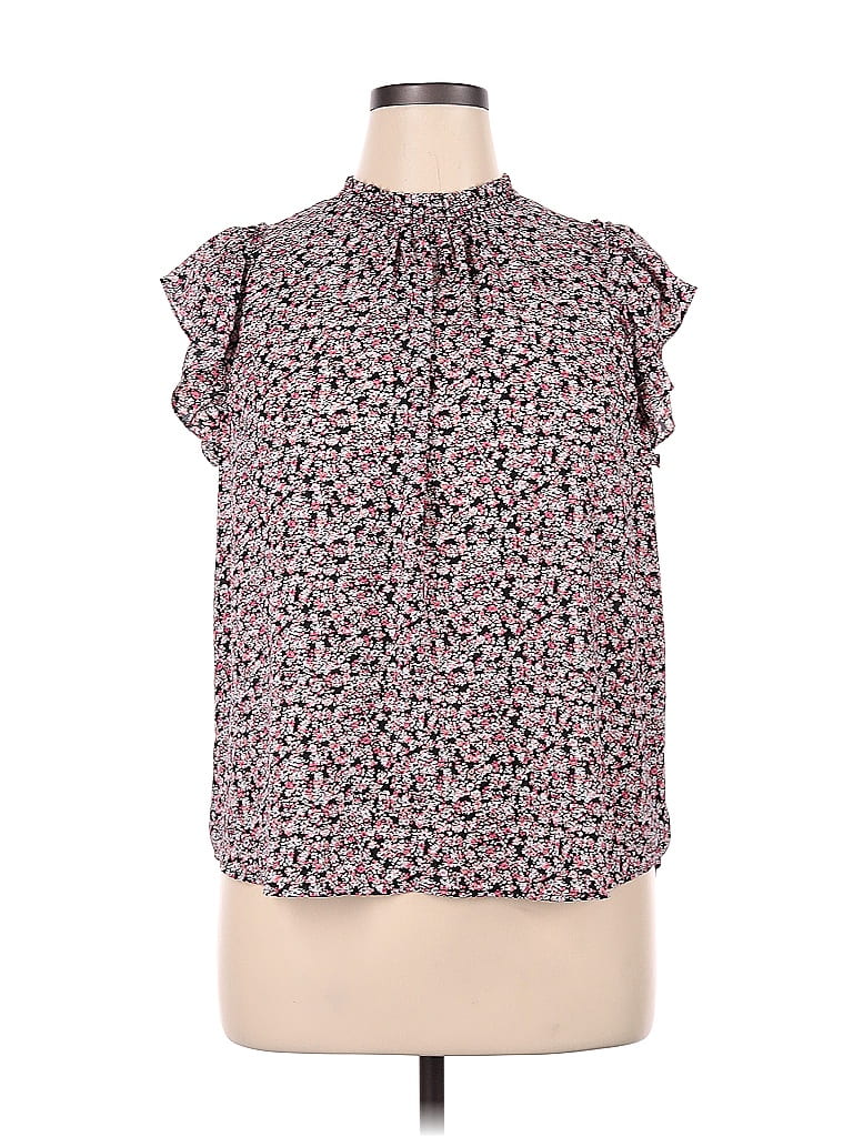 Ann Taylor Loft Outlet 100 Polyester Pink Short Sleeve Blouse Size Xl