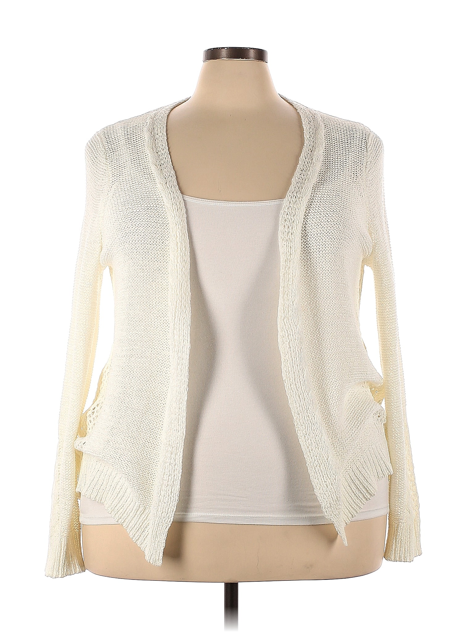 Cyrus Color Block Solid Ivory Cardigan Size 3X (Plus) - 68% off | thredUP