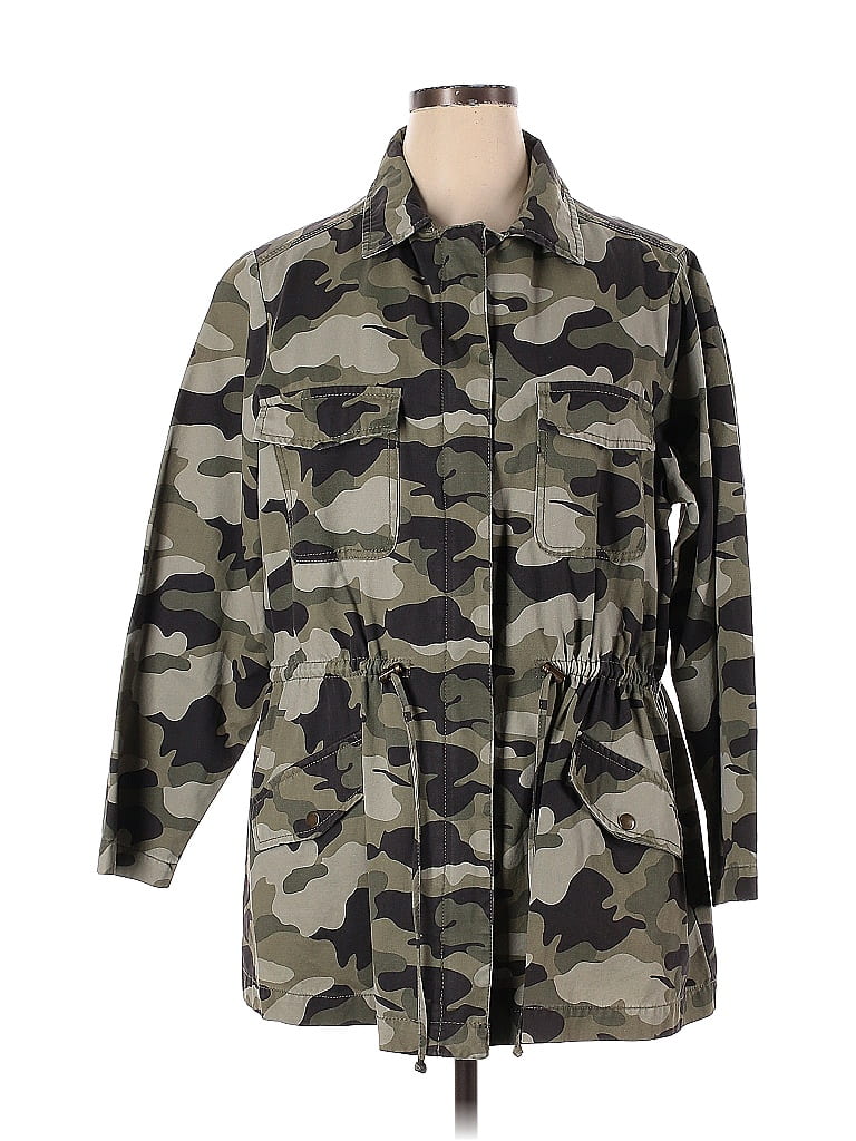 Just Fab 100% Cotton Camo Green Jacket Size 1X (Plus) - 31% off | thredUP