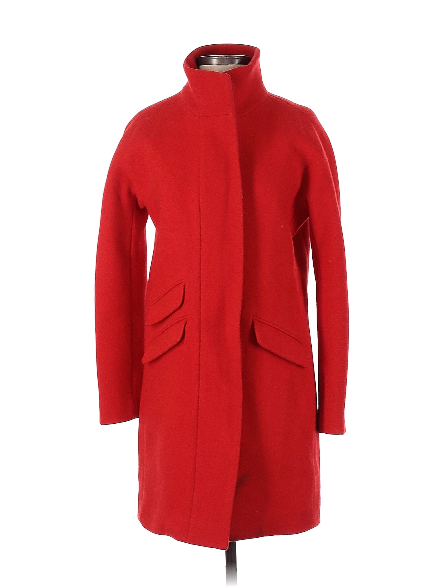 J.Crew Solid Red Wool Coat Size 0 - 79% off | thredUP