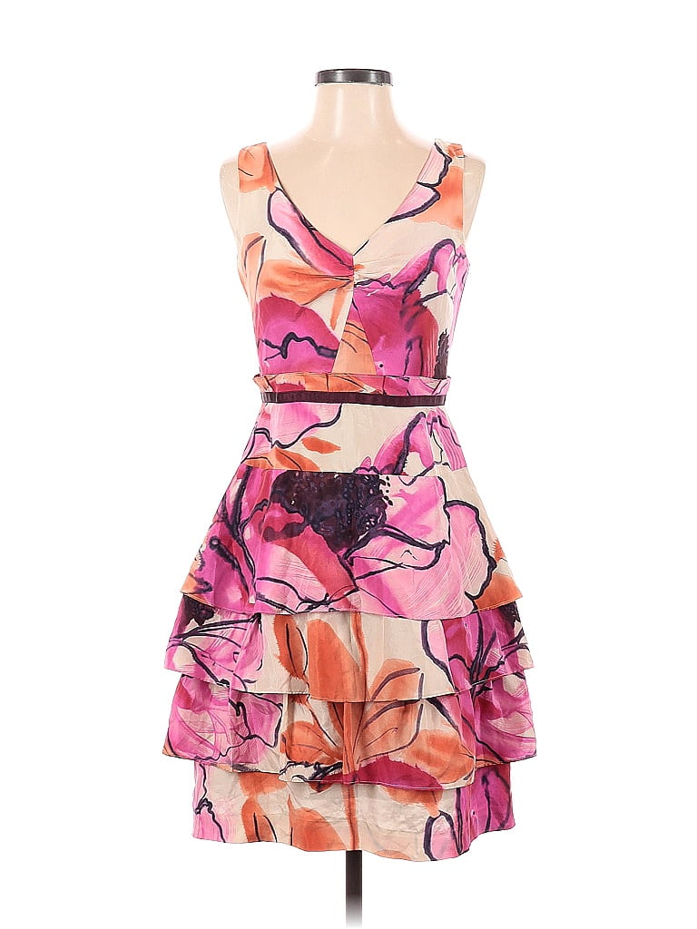 Moulinette Soeurs 100 Silk Floral Multi Color Pink Casual Dress Size 2